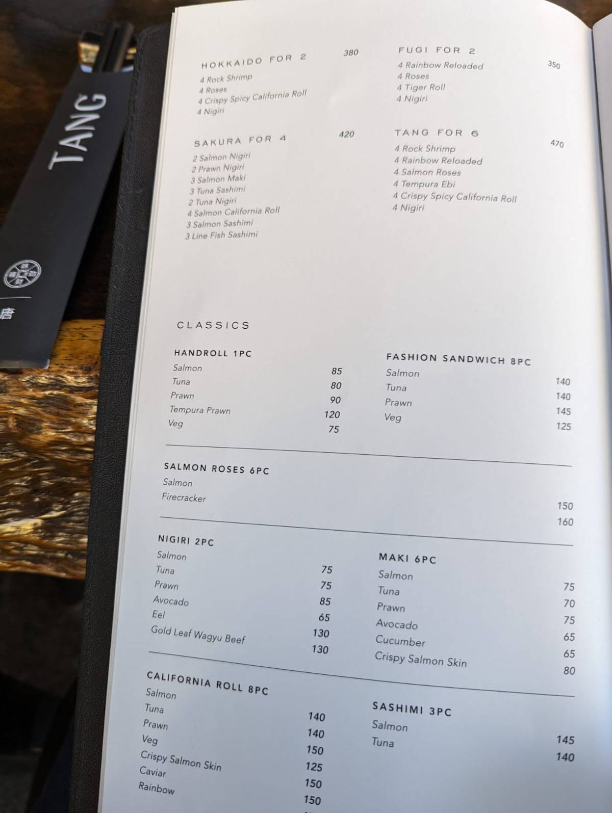 Menu at TANG Asian Luxury Restaurant & Bar, Sandton