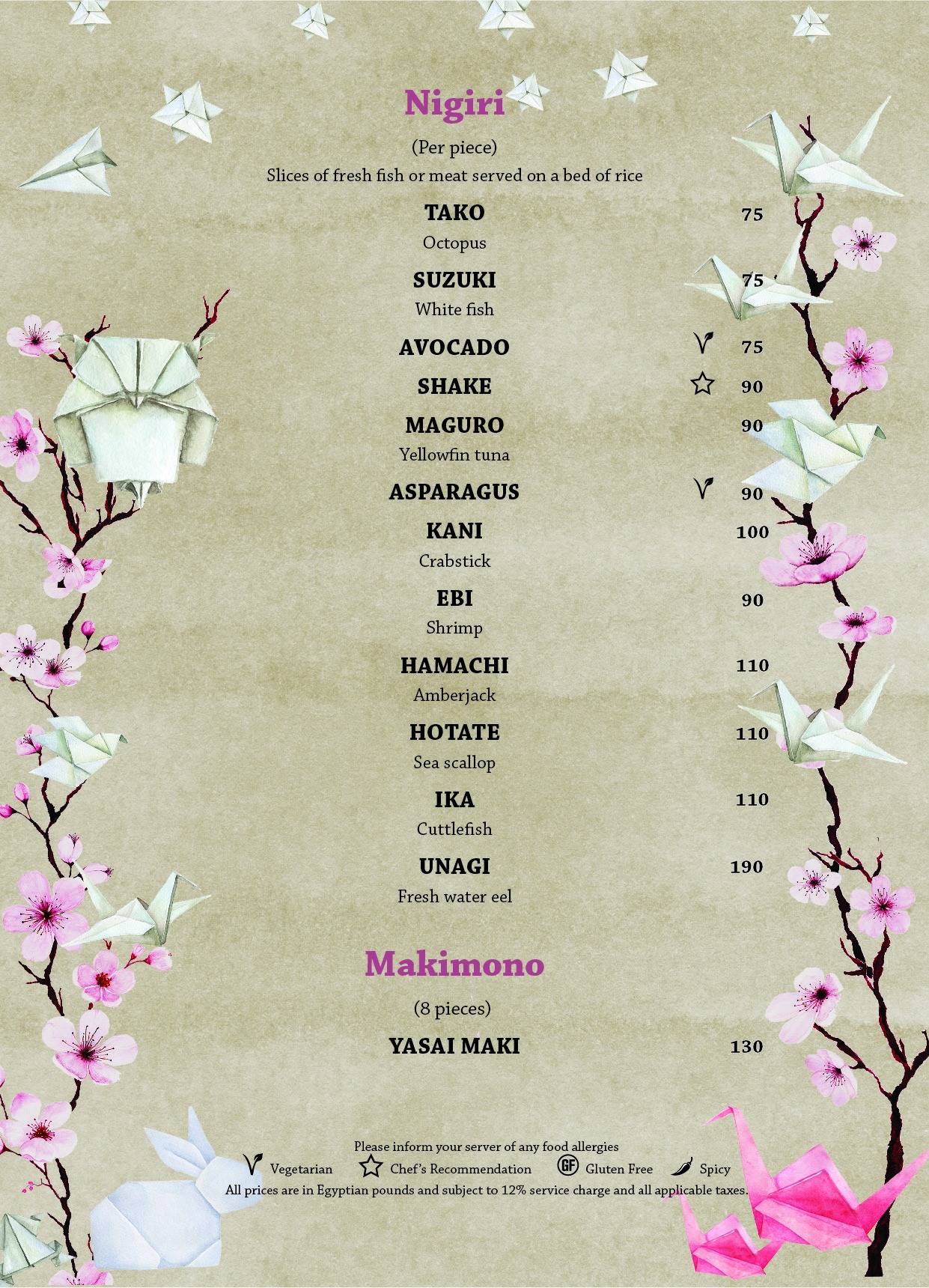 Menu at Tao - Dusit Thani restaurant, New Cairo City