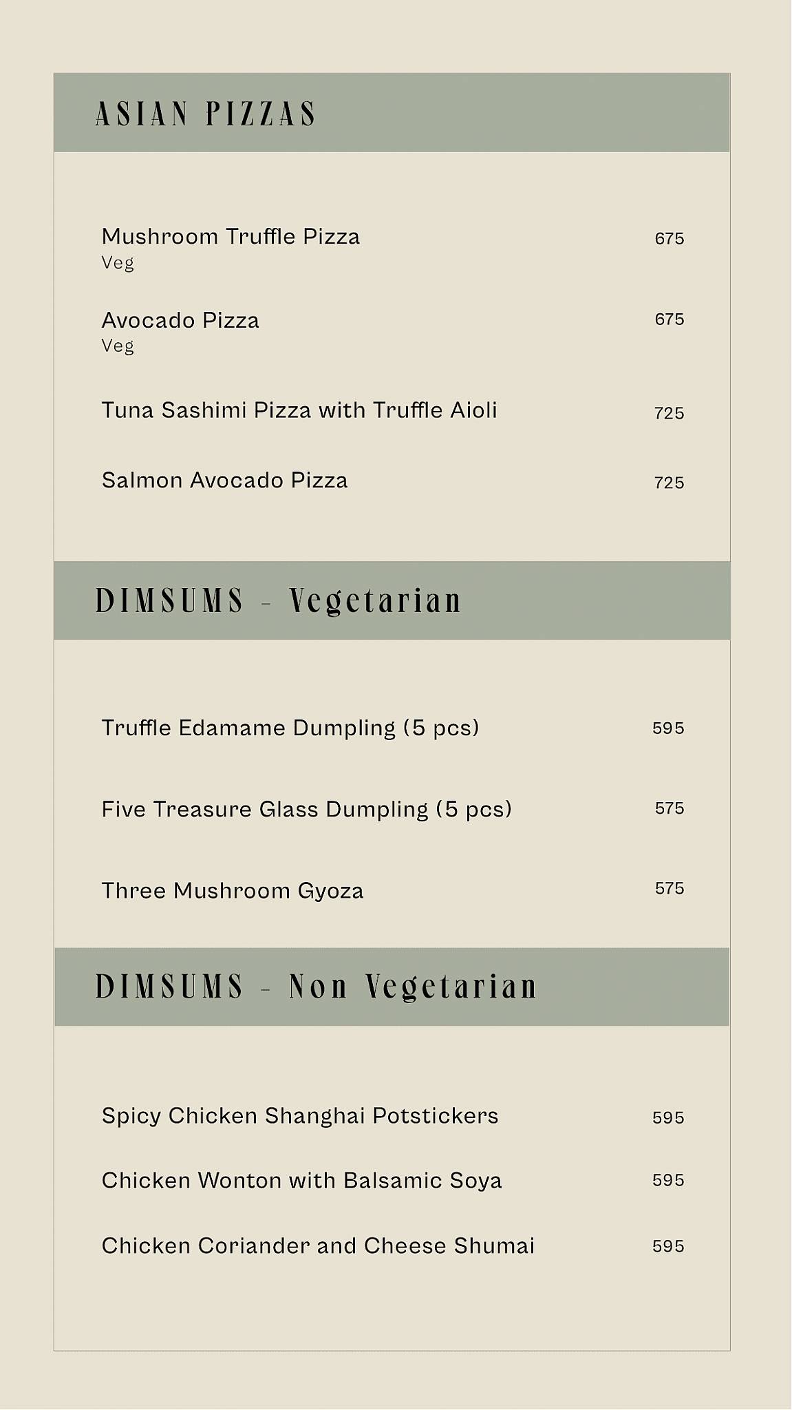 Menu at TARO - Pan Asian Restaurant & Bar Hyderabad, Hyderabad