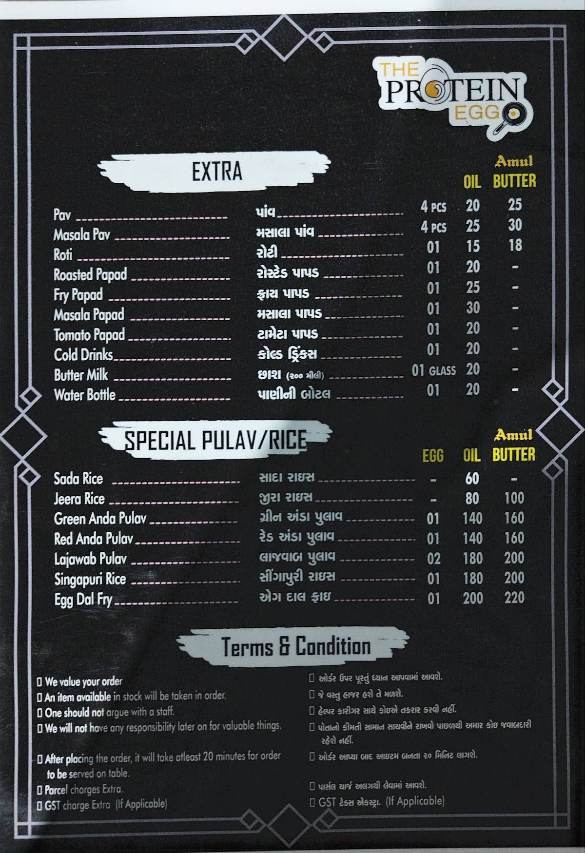 Menu at THE PROTEIN EGG, Vadodara