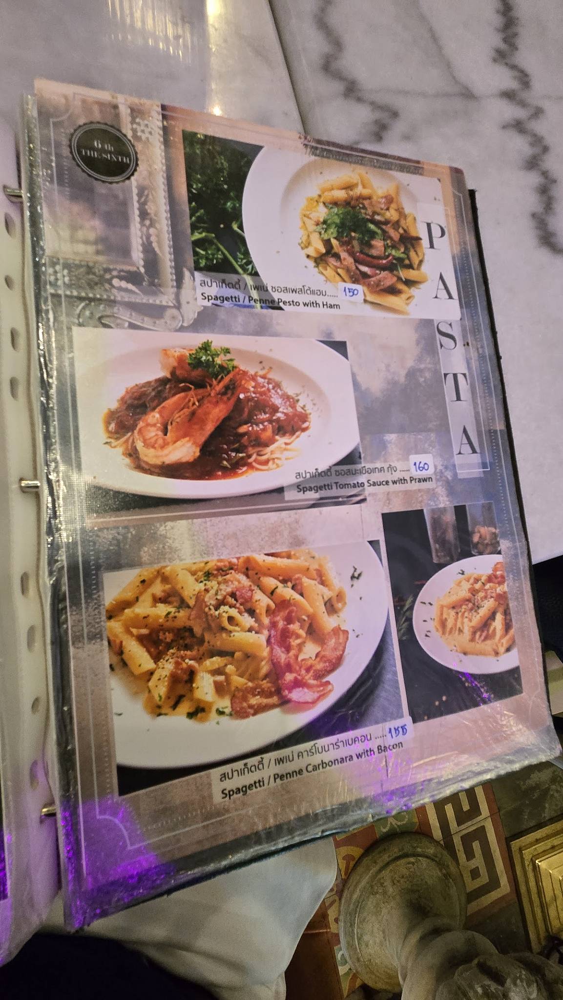 Menu at THE SIXTH 6th restaurant, Bangkok
