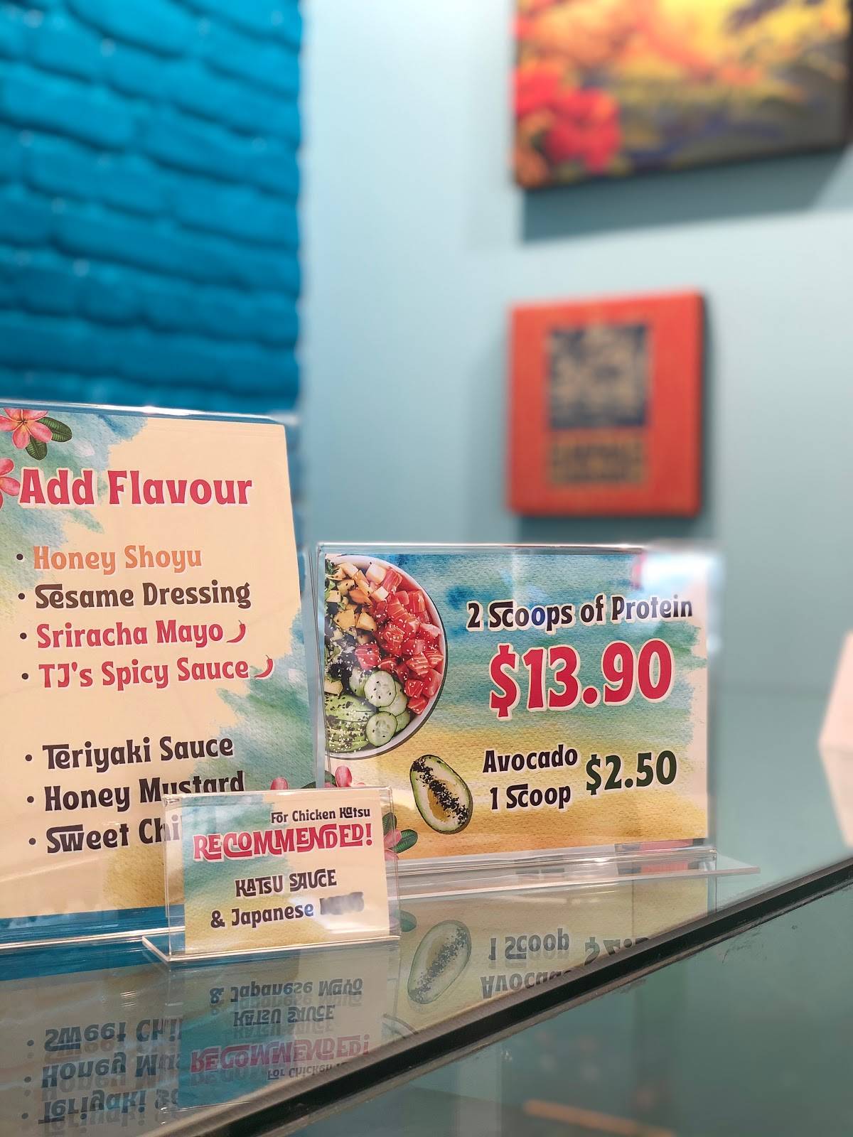 Menu at TJ Poke restaurant, Wellington, 119 Featherston St