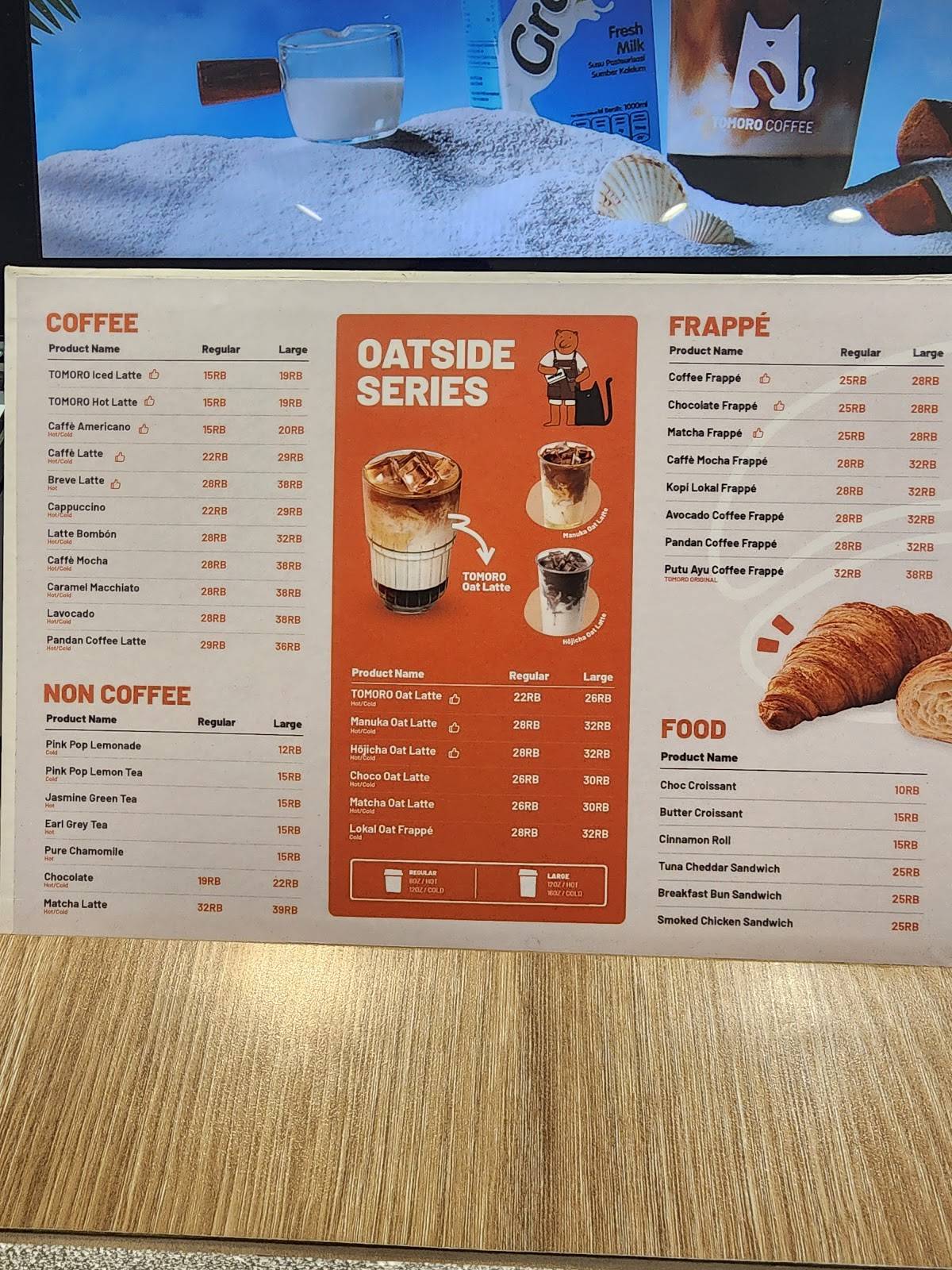 Menu at TOMORO COFFEE - Sabang, Central Jakarta