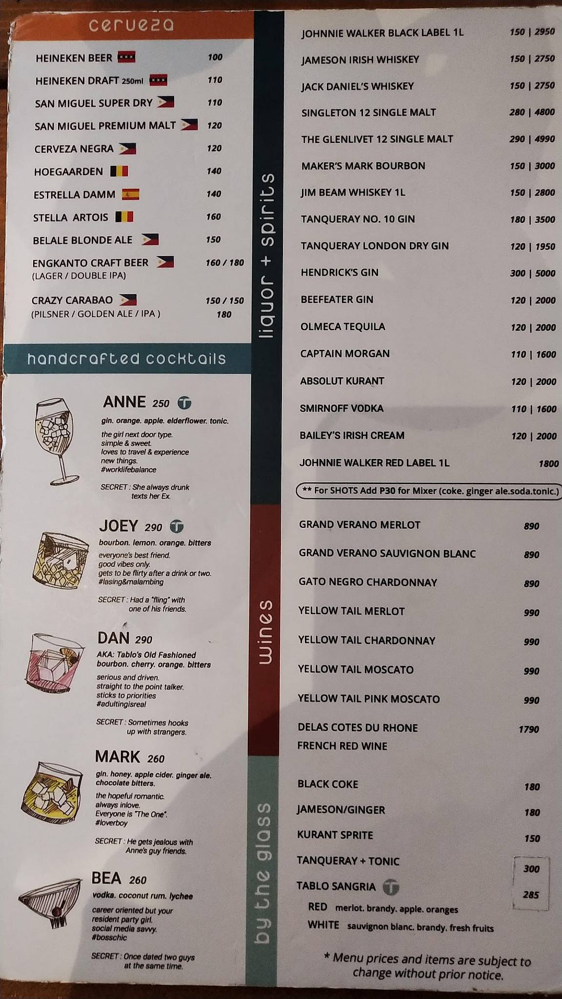 Menu at Tablo Kitchen x Cafe Timog QC, Quezon City