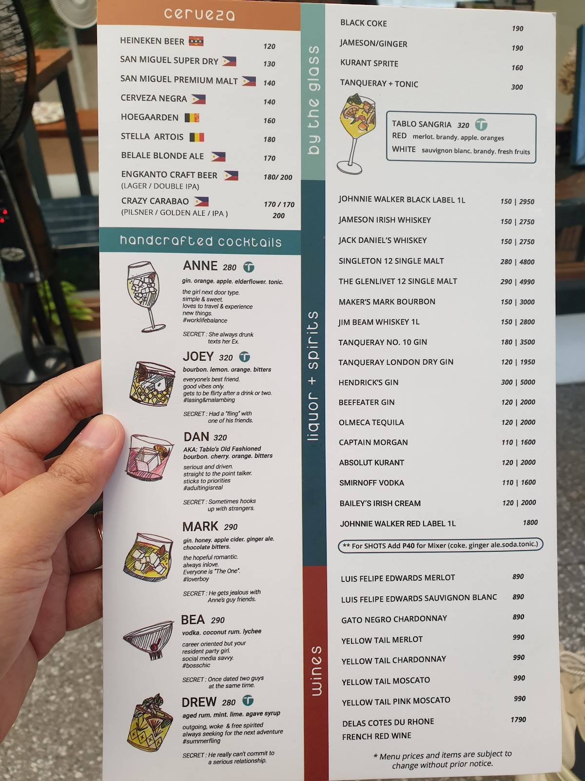 Menu at Tablo Kitchen x Cafe Timog QC, Quezon City