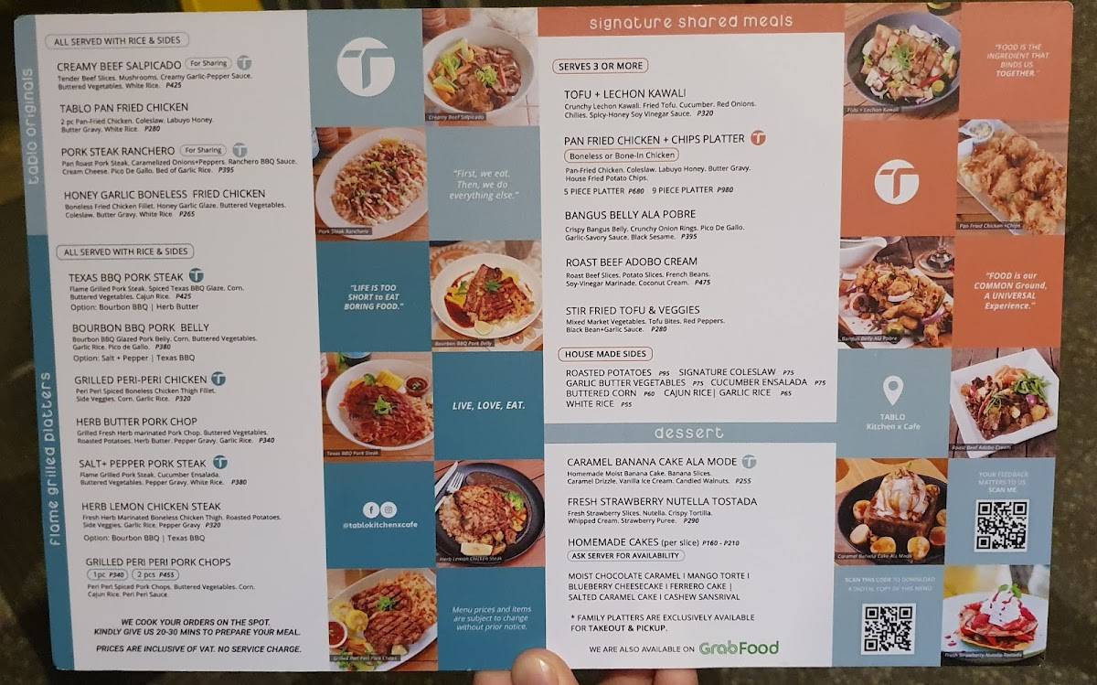Menu at Tablo Kitchen x Cafe Timog QC, Quezon City