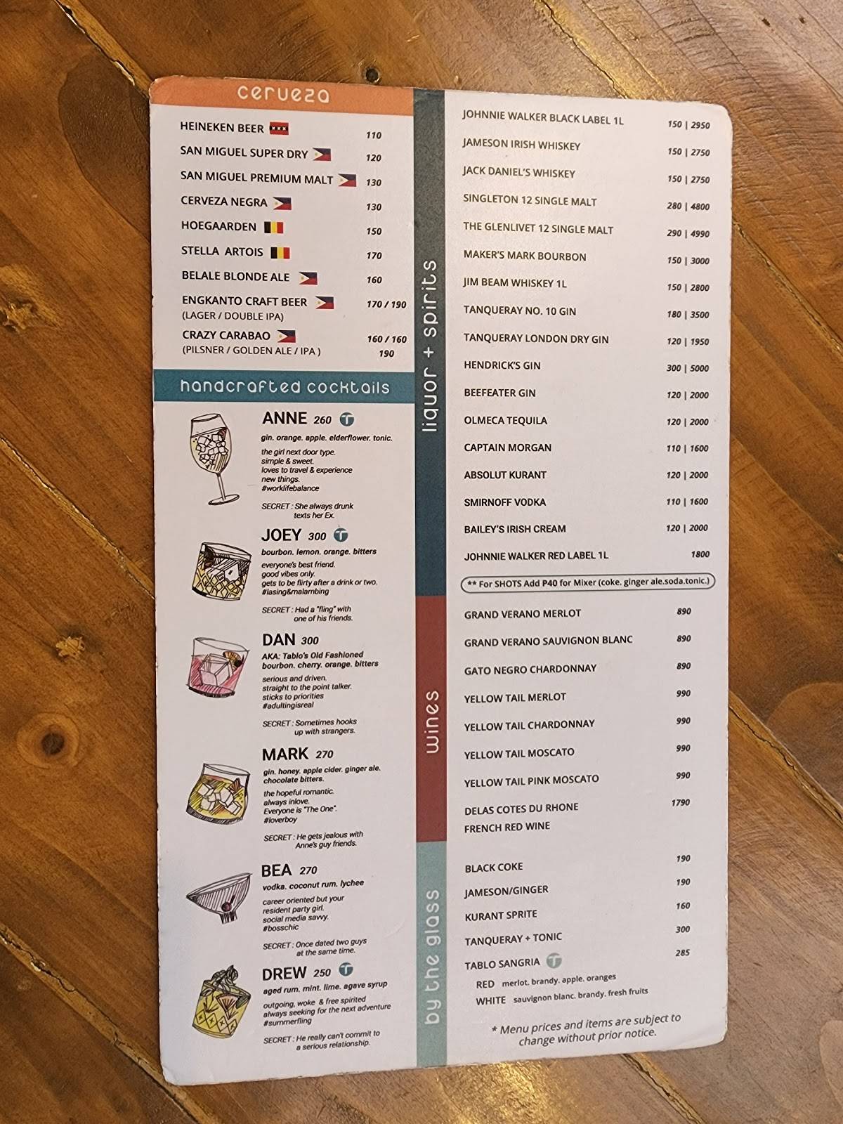 Menu at Tablo Kitchen x Cafe Timog QC, Quezon City