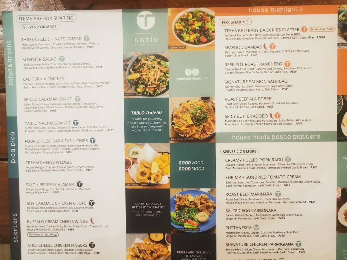 Menu at Tablo Kitchen x Cafe Timog QC, Quezon City