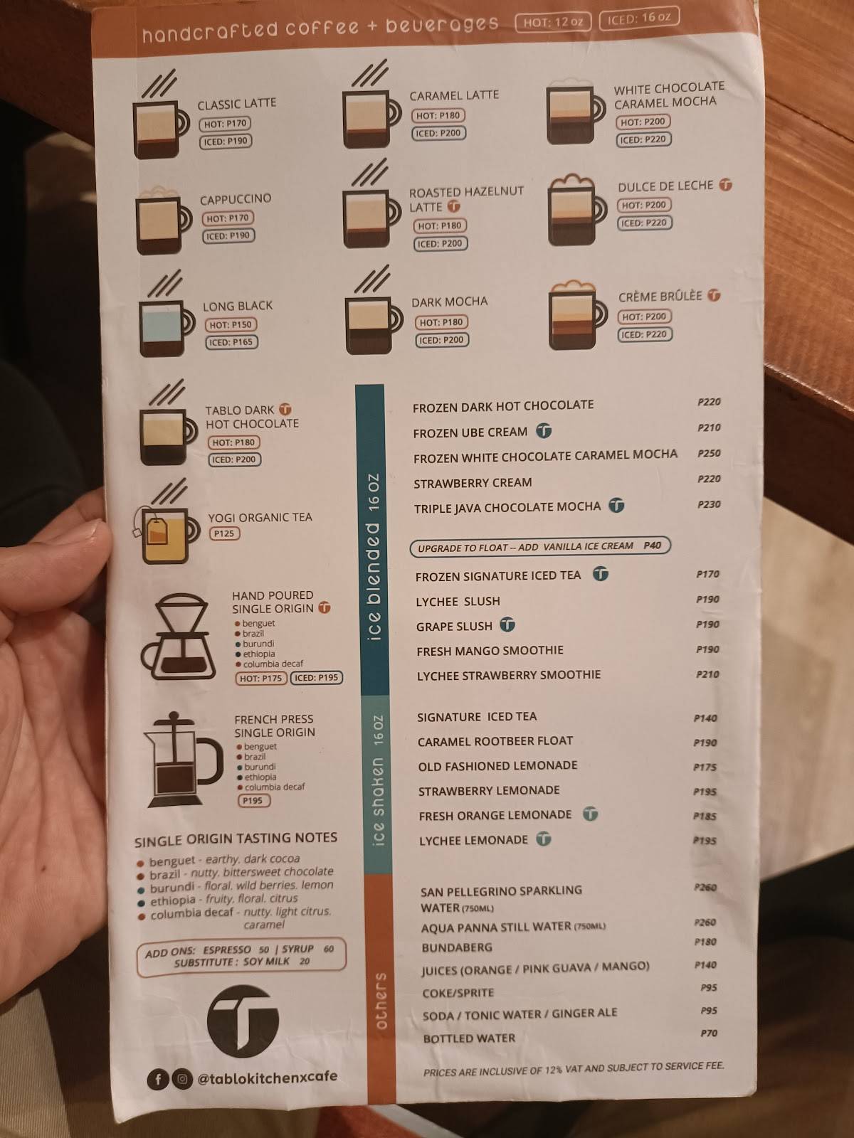 Menu at Tablo Kitchen x Cafe Timog QC, Quezon City