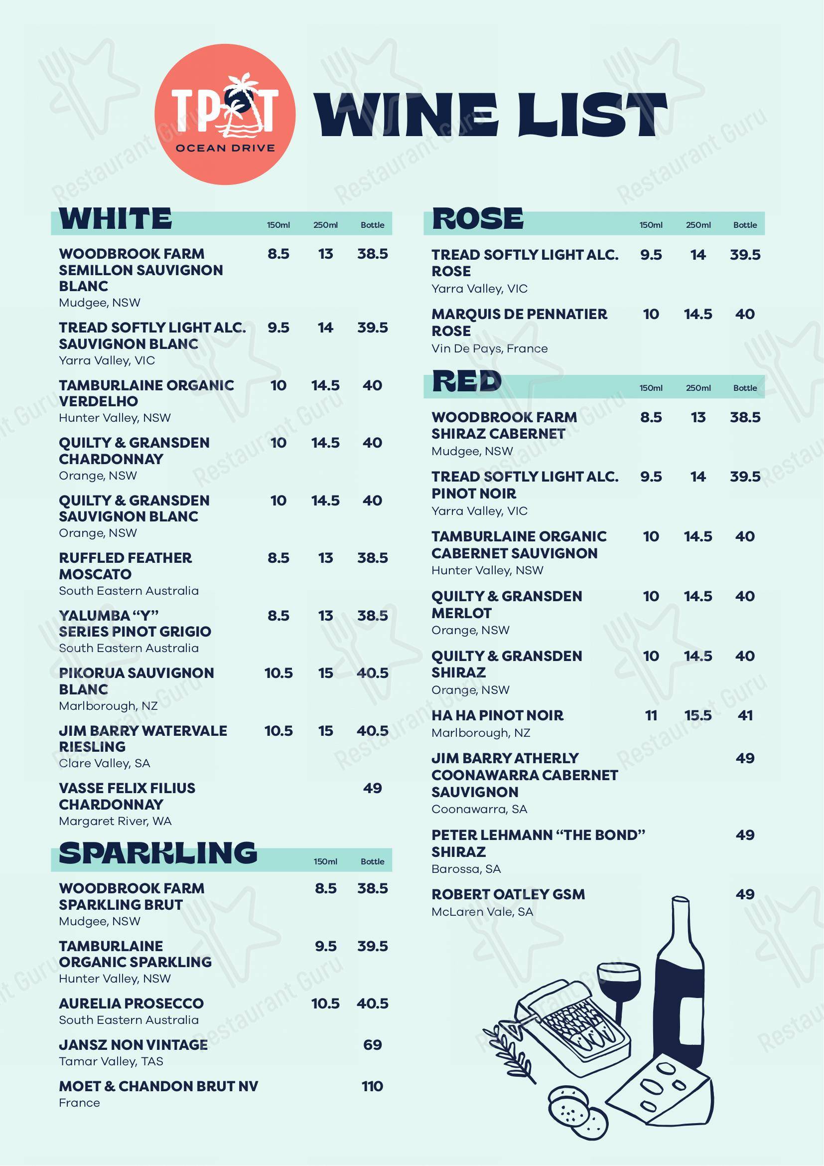 Menu at Tacking Point Tavern pub & bar, Port Macquarie, 102a Ocean Dr