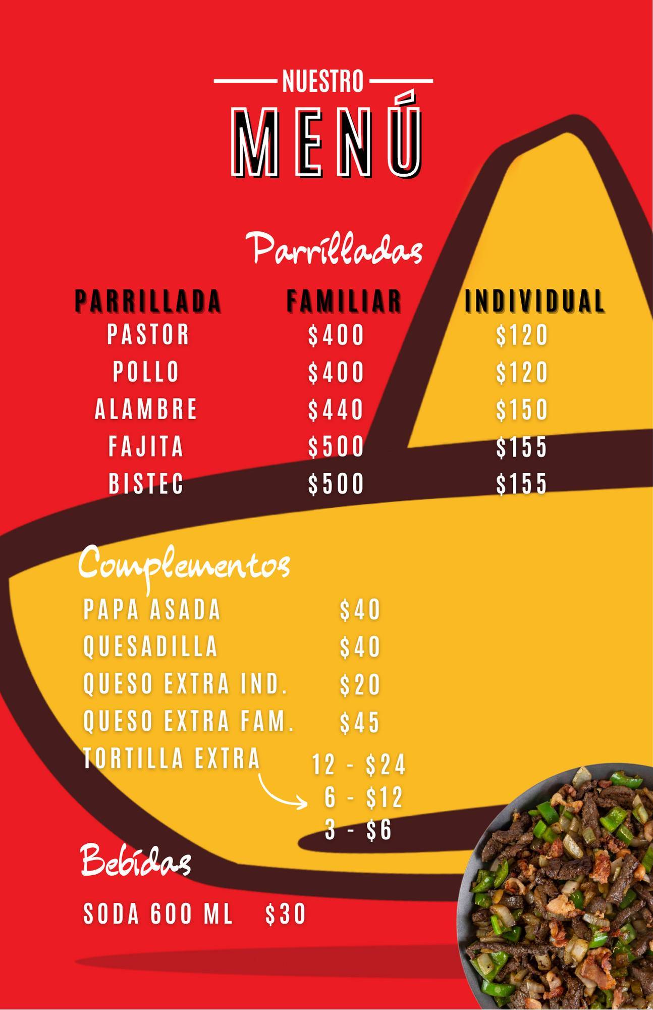 Carta del restaurante Taco H, Ciudad Juarez, Av. Paseo Triunfo del la ...