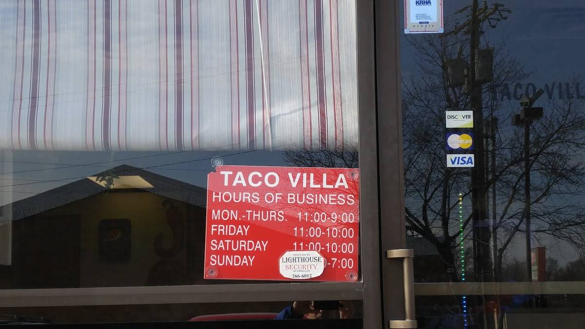 Menu at Taco Villa restaurant, Topeka