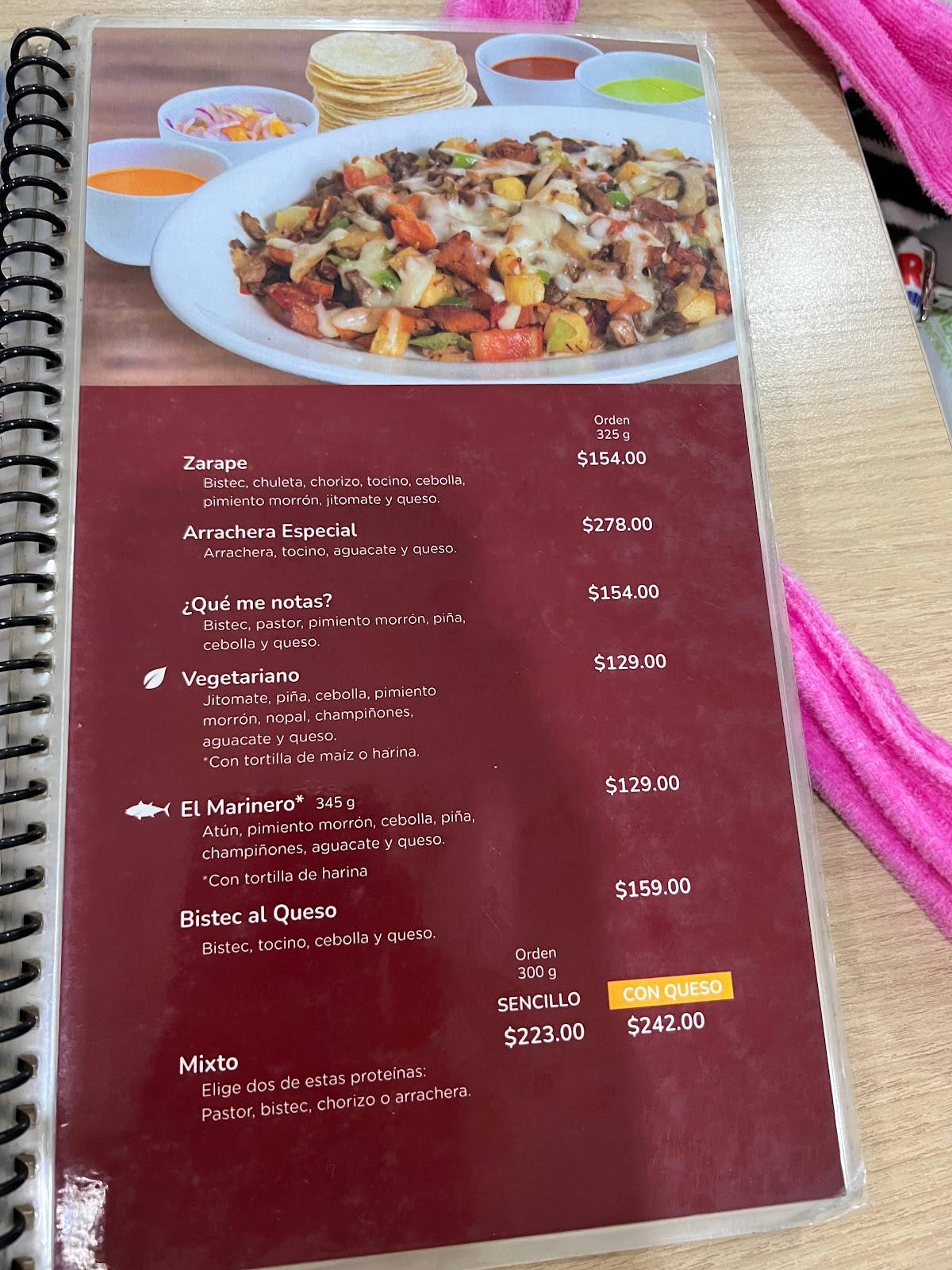 Carta del restaurante Tacos Los Tarascos | La Zanja, Acapulco
