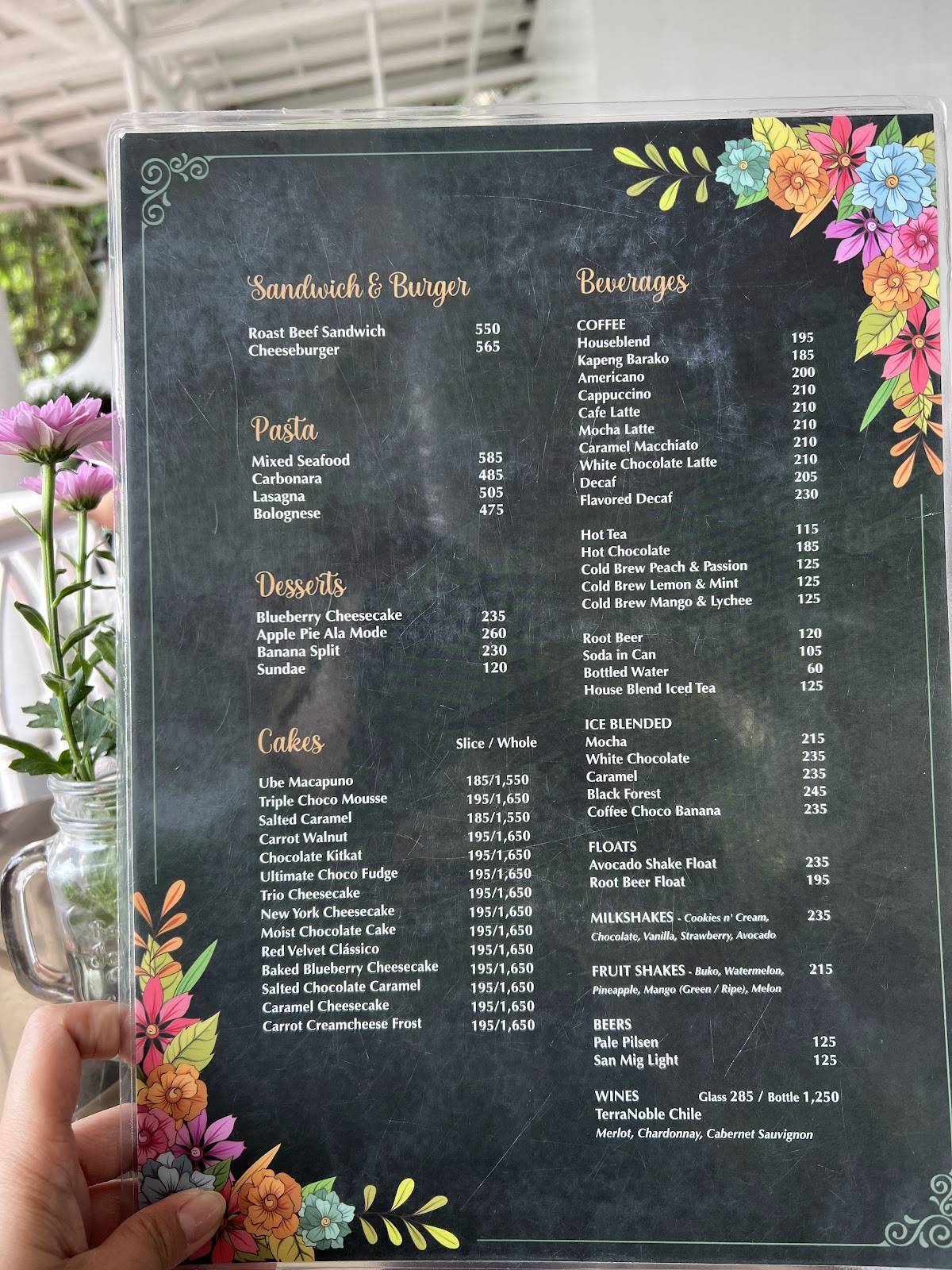 Menu at Bag of Beans Athena Branch restaurant, Tagaytay, Gen. E