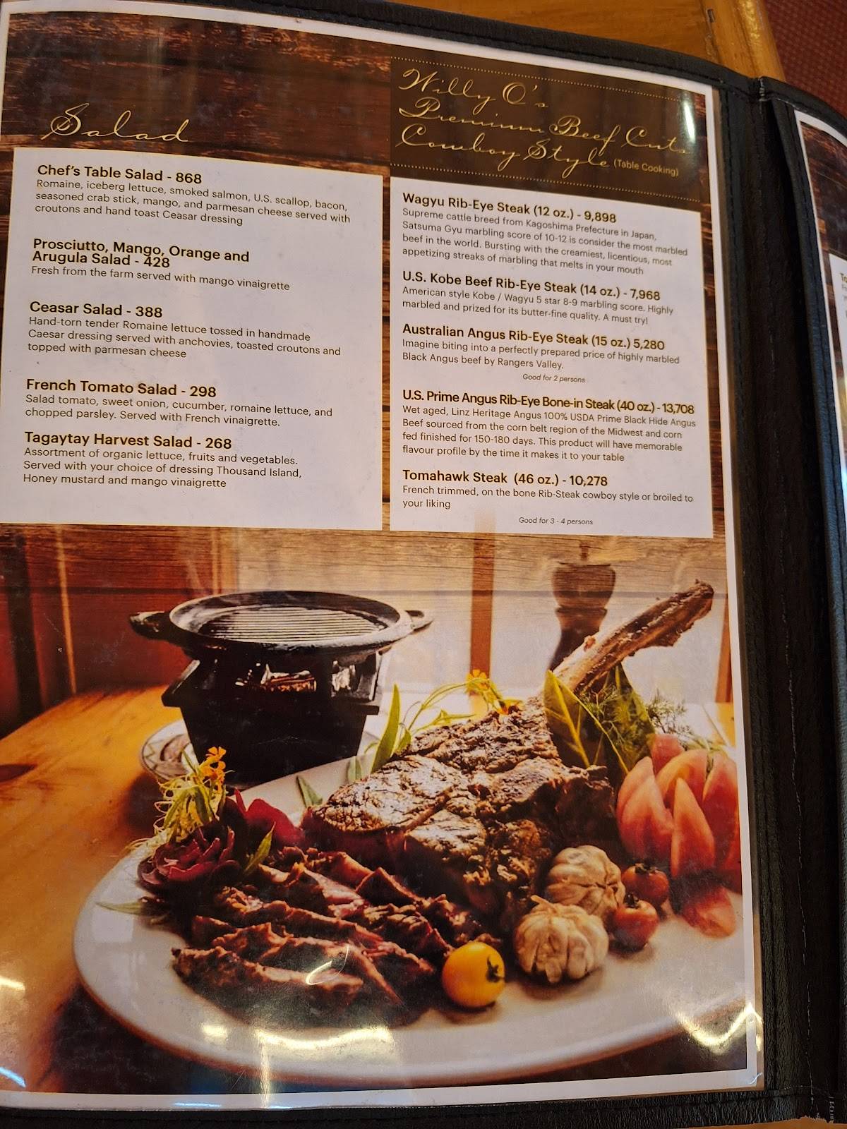 Menu at The Highlander Steakhouse, Tagaytay, 42MM+M7W