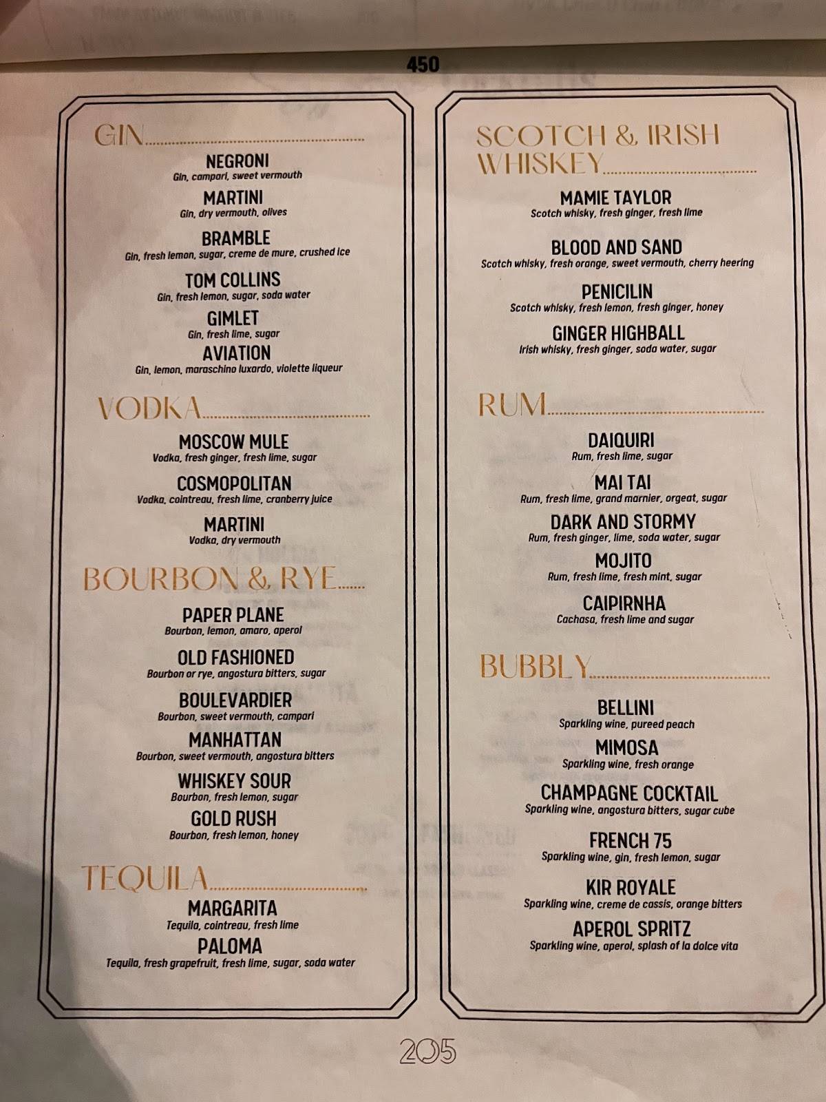 Menu at 205 BGC restaurant, Taguig