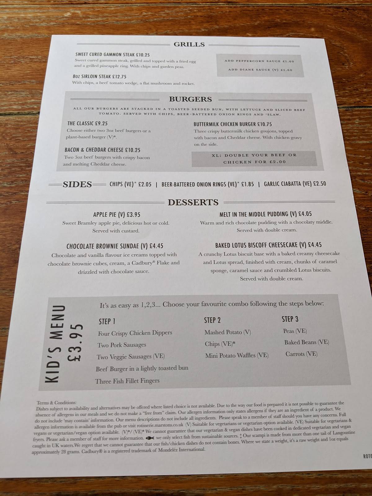 Menu at Talardy Hotel pub & bar, Saint Asaph