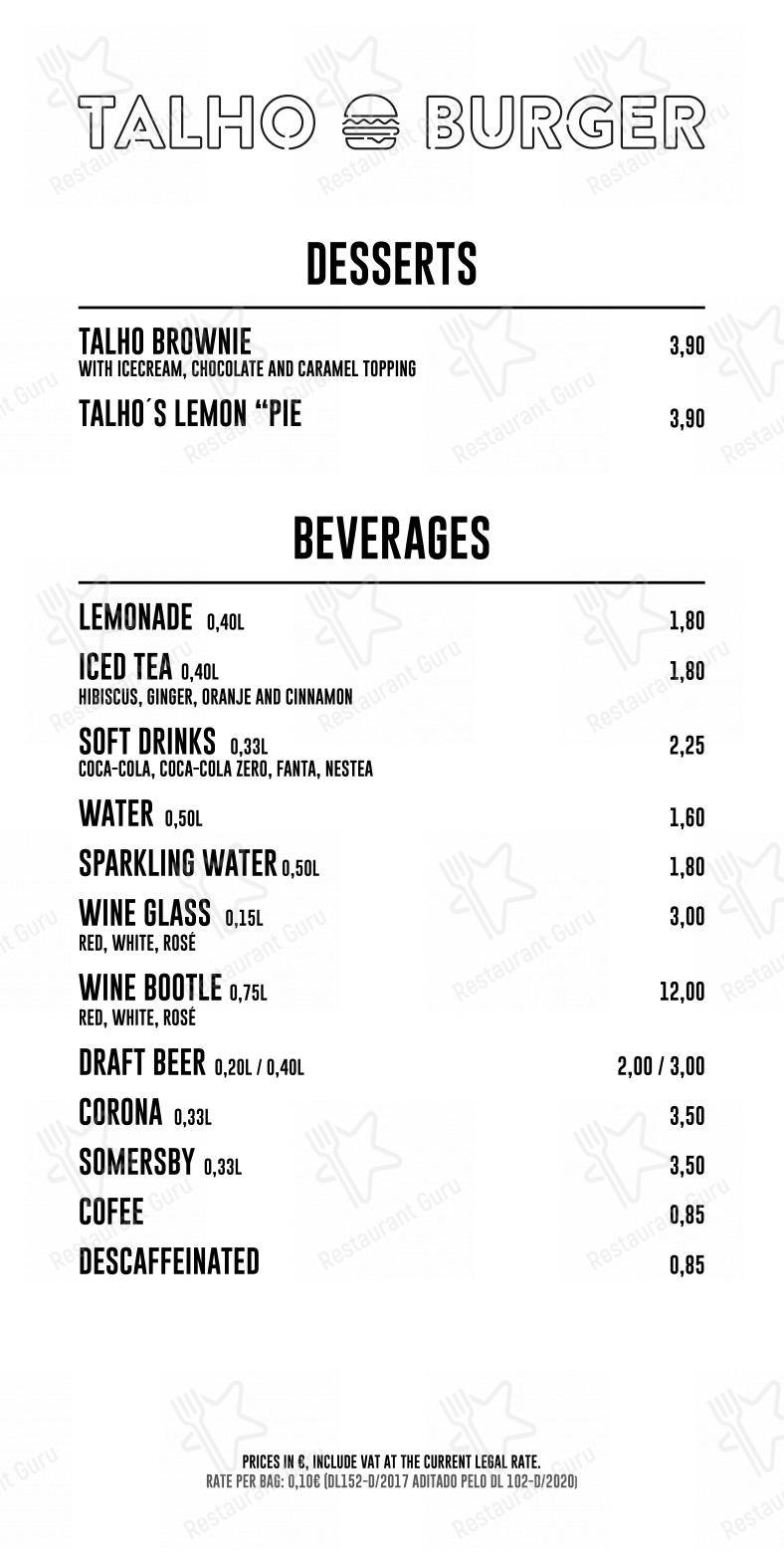 Menu em Talho Burger Gaiashopping restaurante, Porto, Avenida dos ...