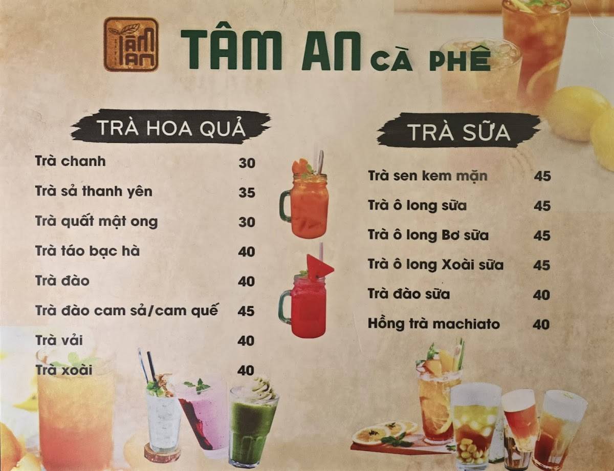 Menu at Tâm cà phê cafe, Hanoi, 175 Đ. Nguyễn Văn Cừ