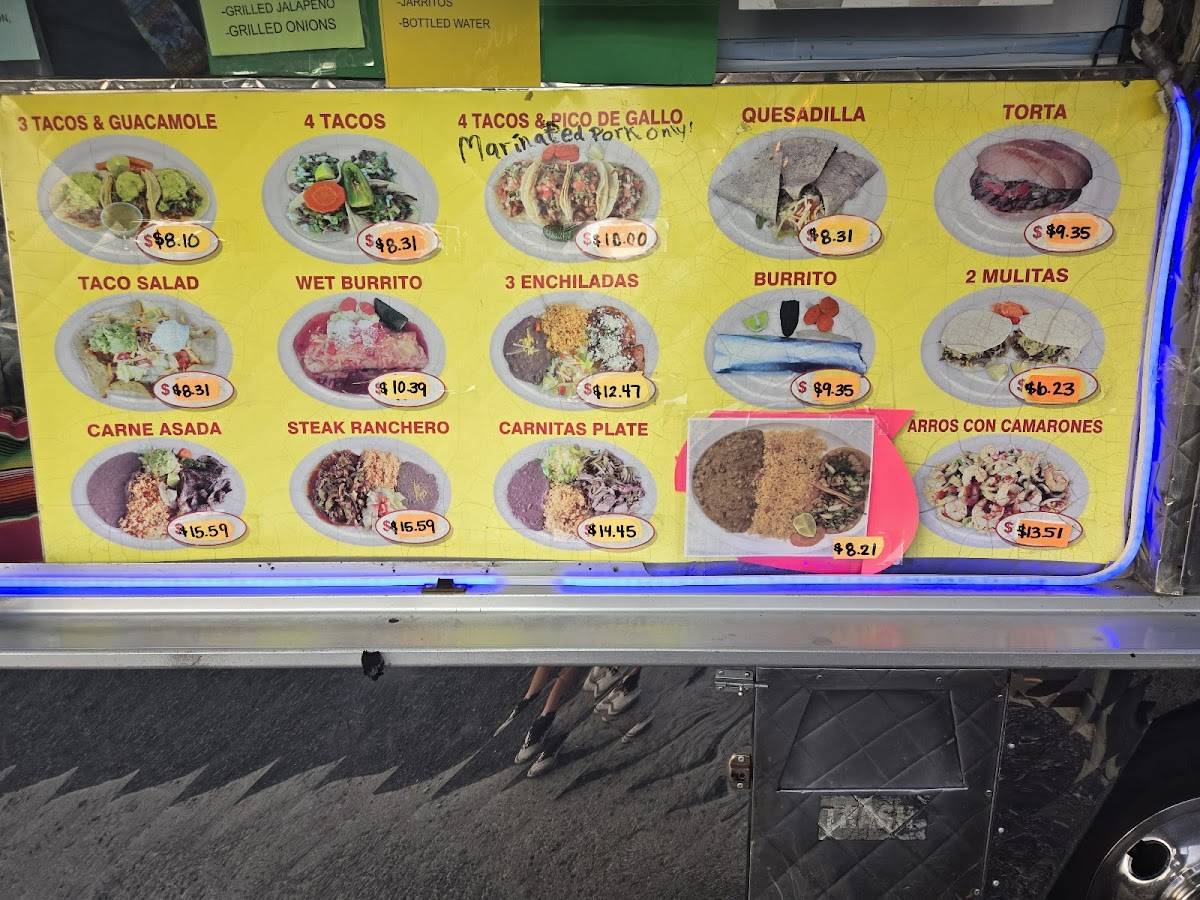 Carta del restaurante Taqueria Las Torres, Pullman