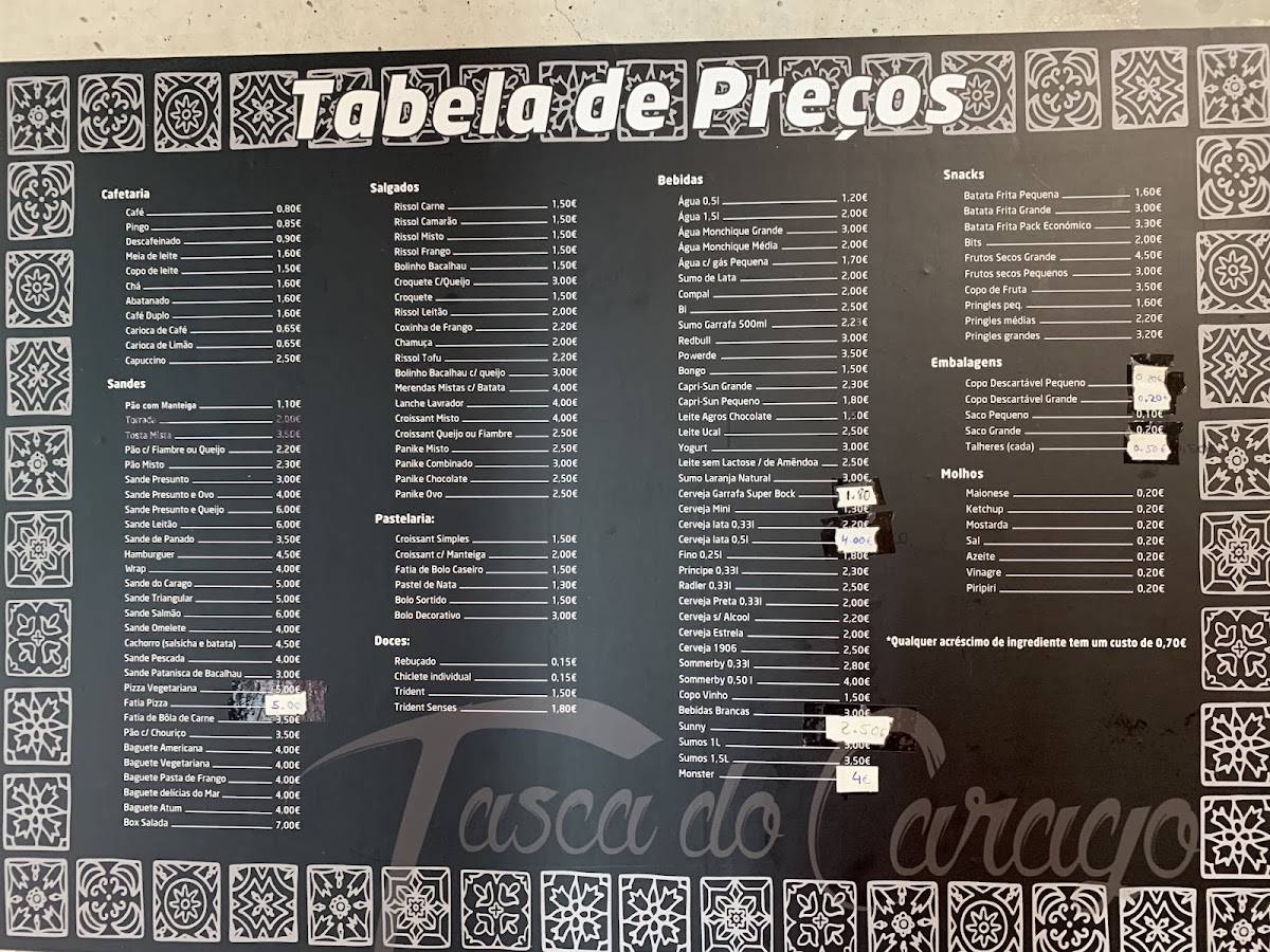 Menu em Tasca do Carago - Campanhã restaurante, Porto