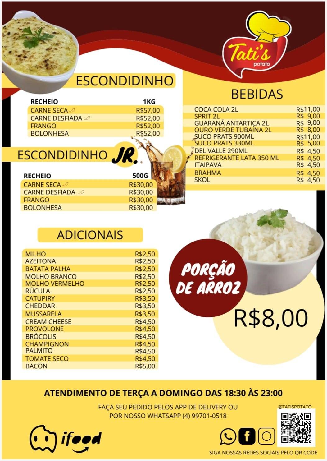 Menu em Tatis Potato Batata Recheada restaurante, Paiçandu