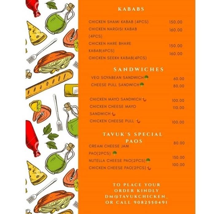 Menu at Tavuk chicken, Navi Mumbai