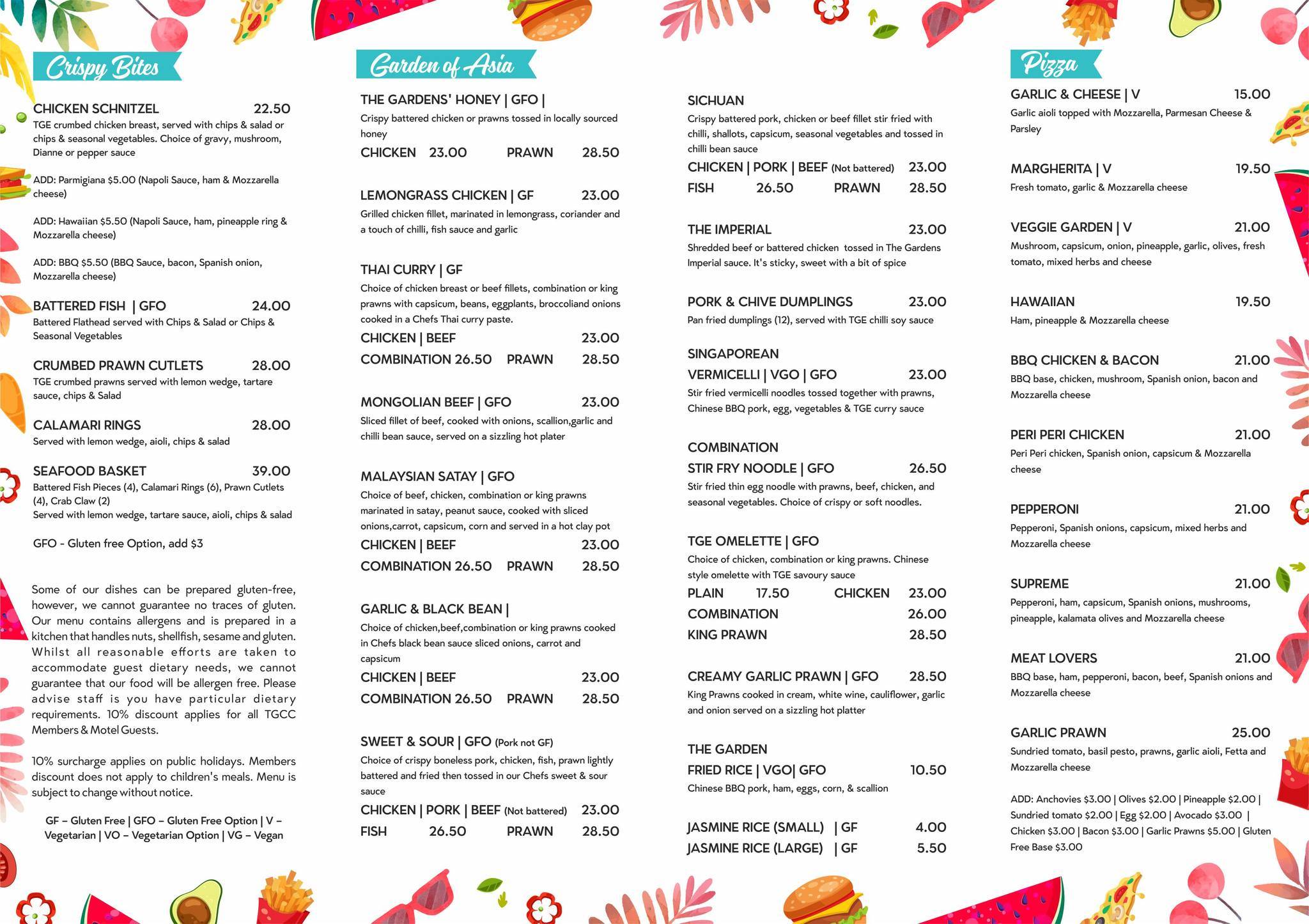Menu at Tea Gardens Country Club, Tea Gardens