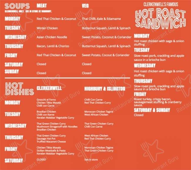 Menu at Temptations cafe, London, 25-27 Highbury Cor