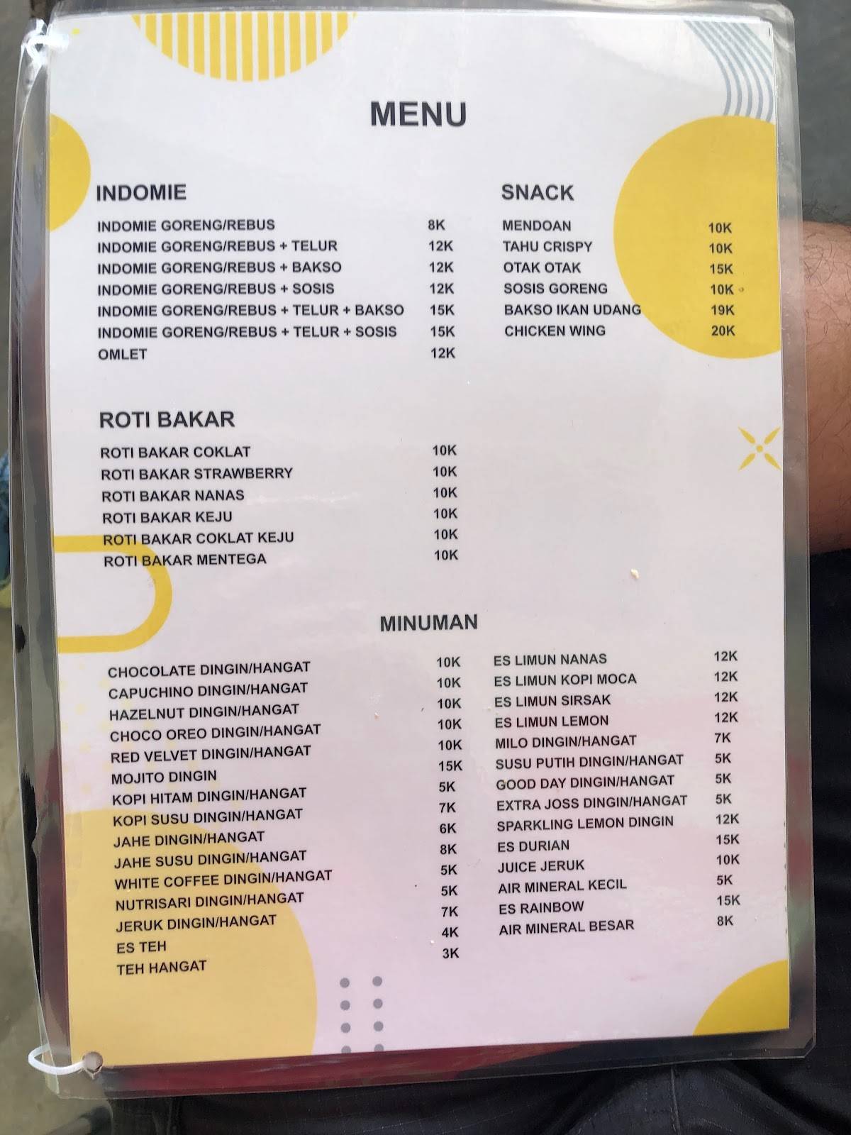 Menu at Tepian Sawah warmindo & resto restaurant, Indonesia