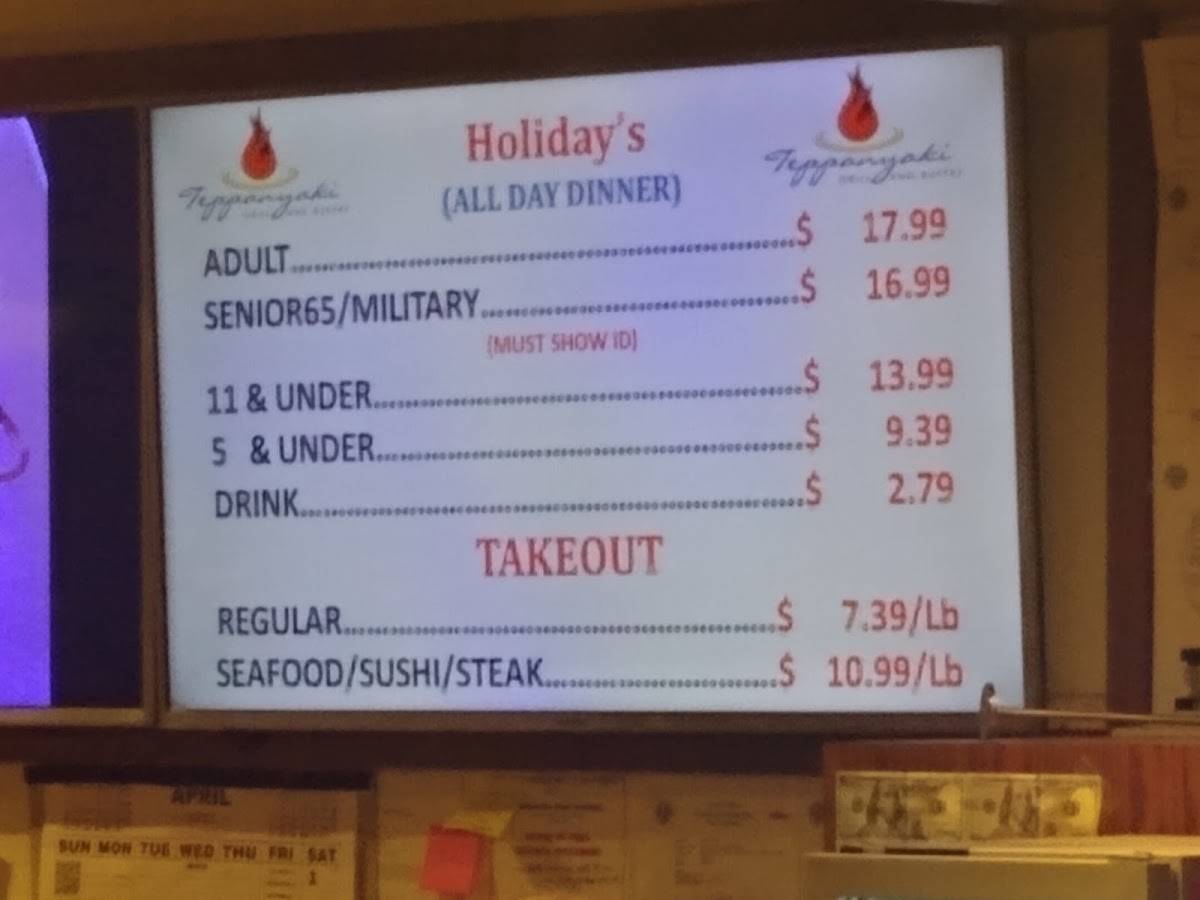 Carta del restaurante Teppanyaki Grill & Buffet, El Paso