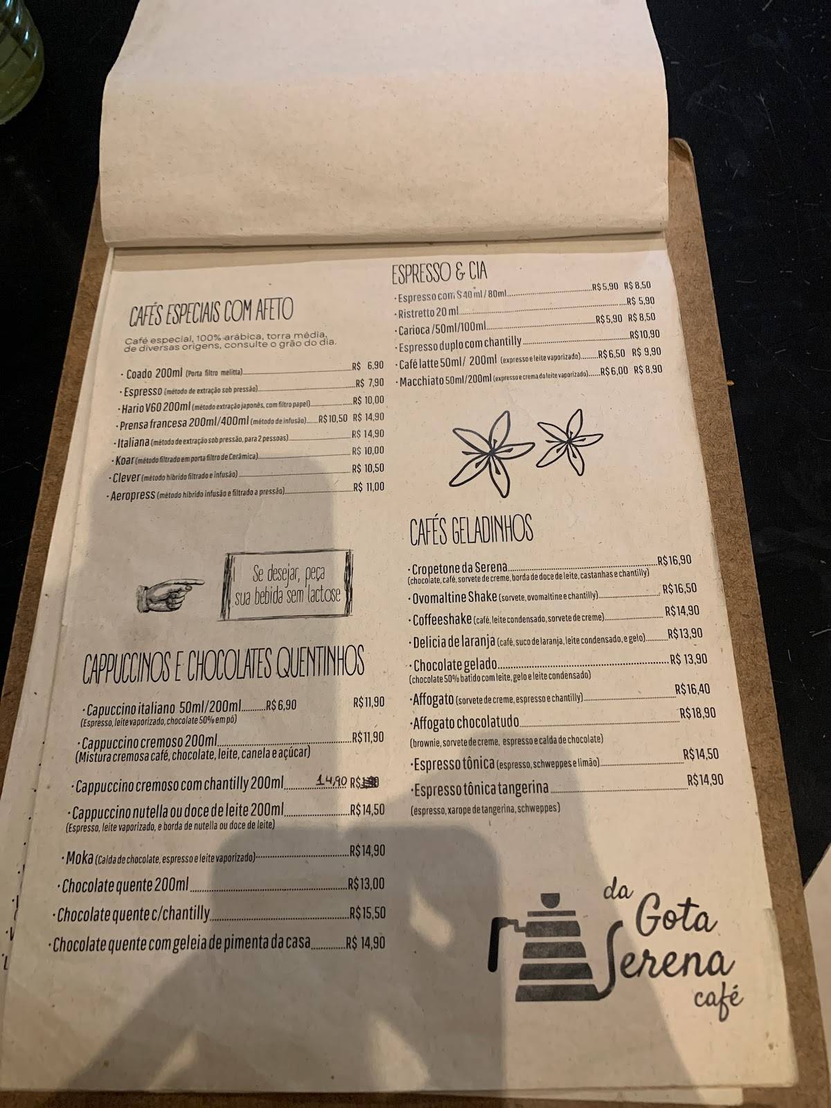 Menu em Café da Gota Serena, Teresina