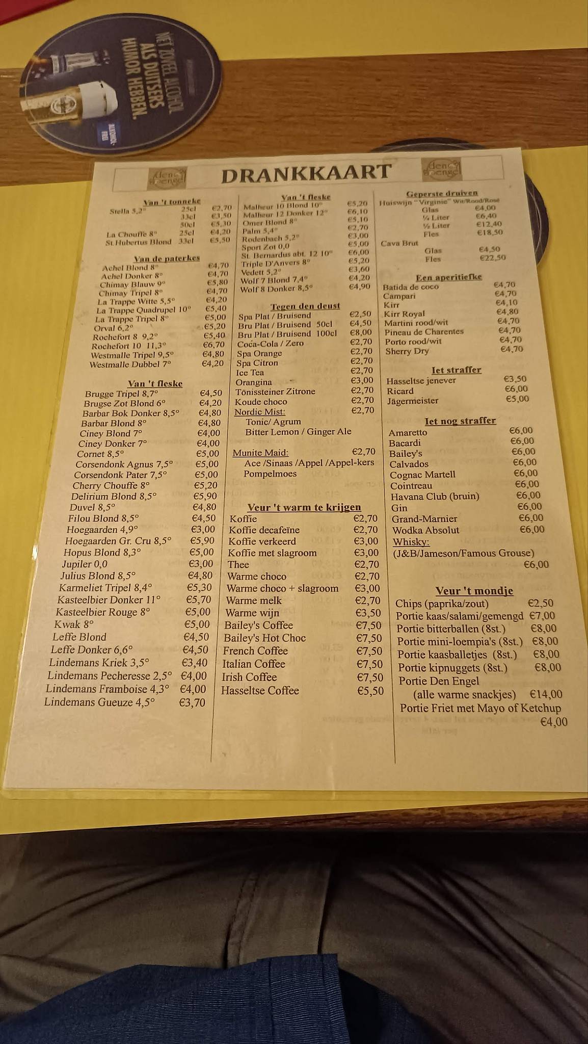 Menu at Den Engel, Tervuren