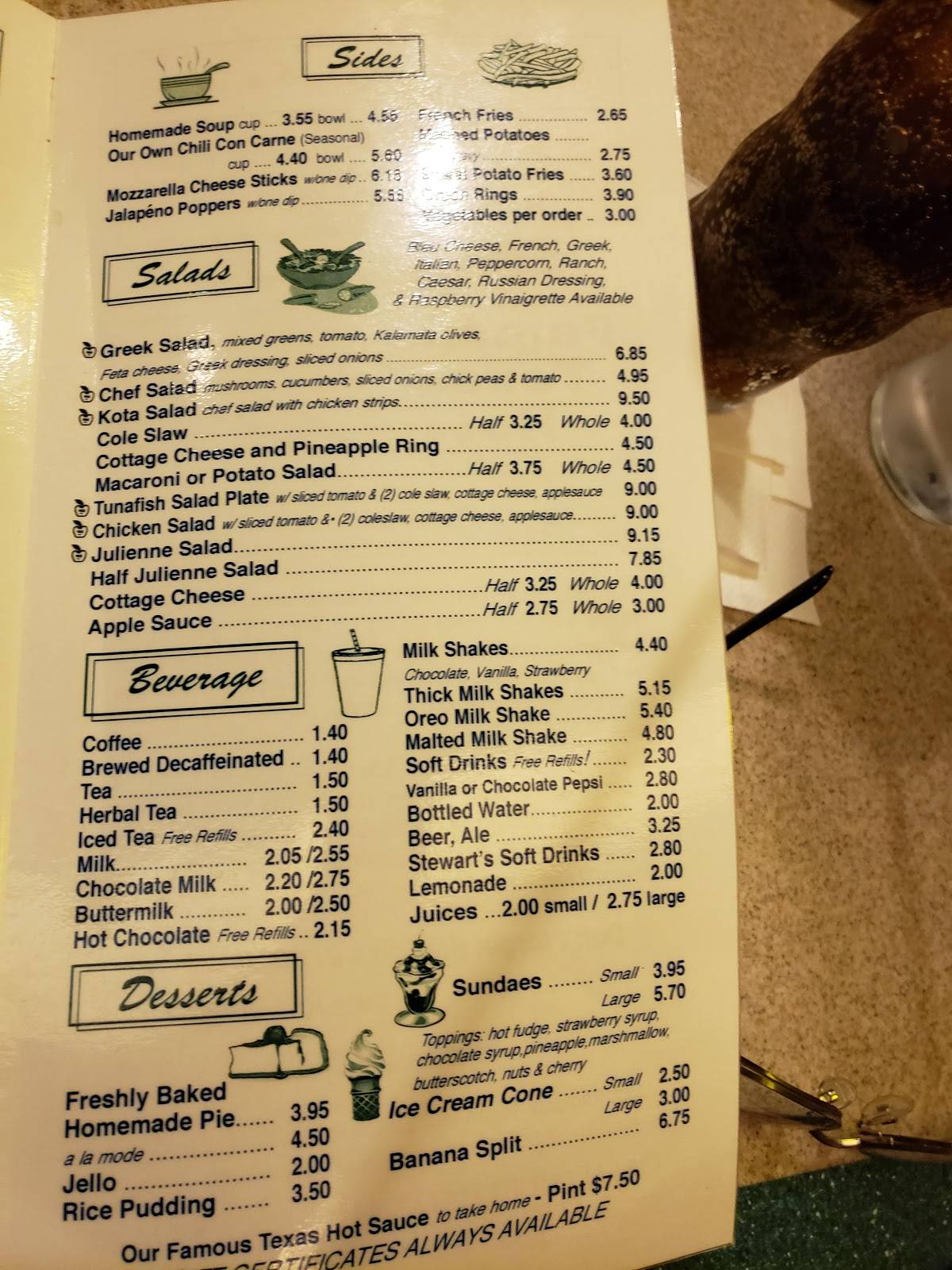 Menu at Texas Hot restaurant, Wellsville