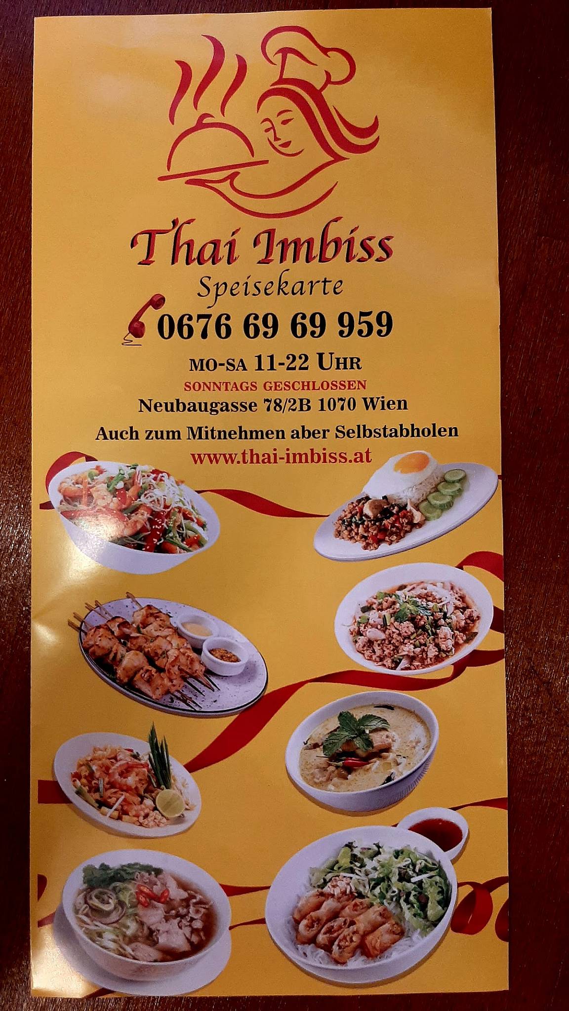Speisekarte von Thai Imbiss restaurant, Wien