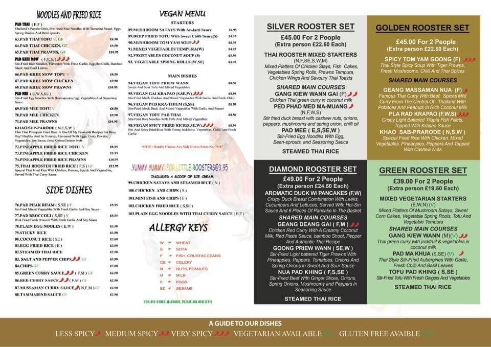 Menu at Thai Rooster Kitchen restaurant, Birkenhead