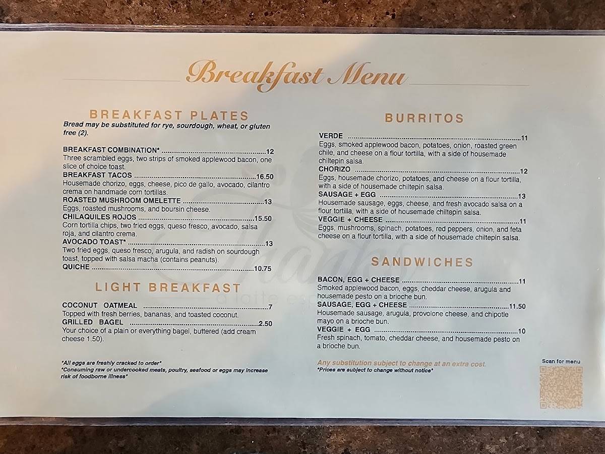 Menu at Thanks A Latte Espresso Cafe, Camp Verde
