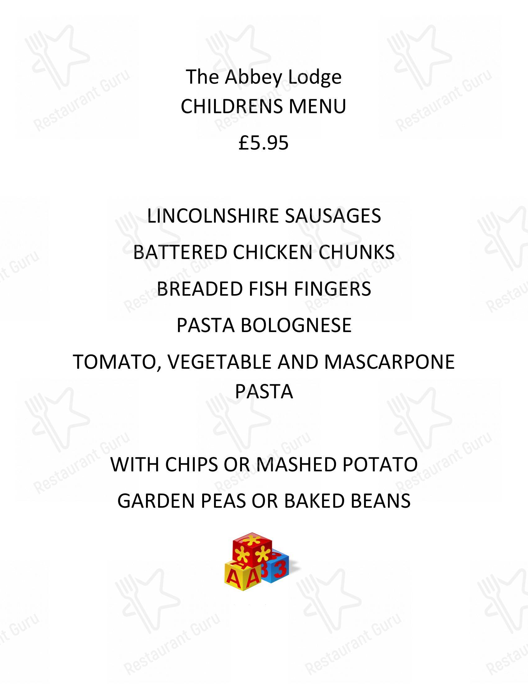 Menu at The Abbey Lodge Inn pub & bar, Woodhall Spa