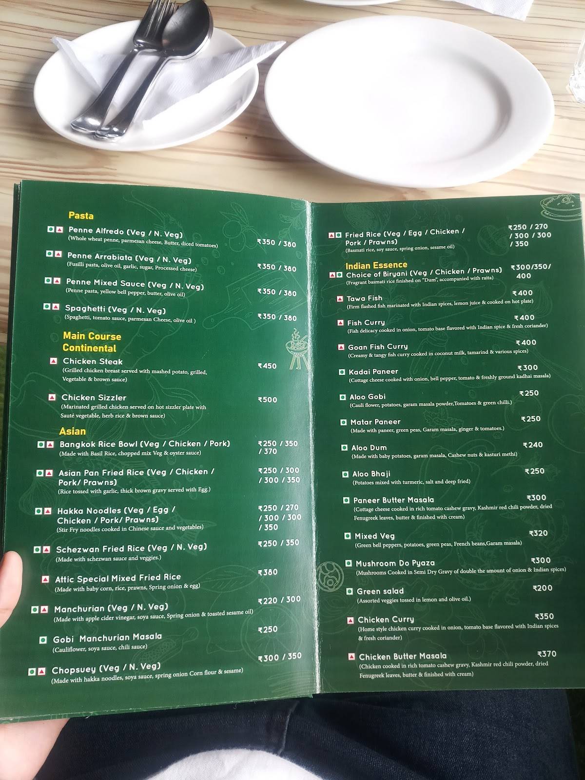 Menu at The Attic Lounge, Gangtok