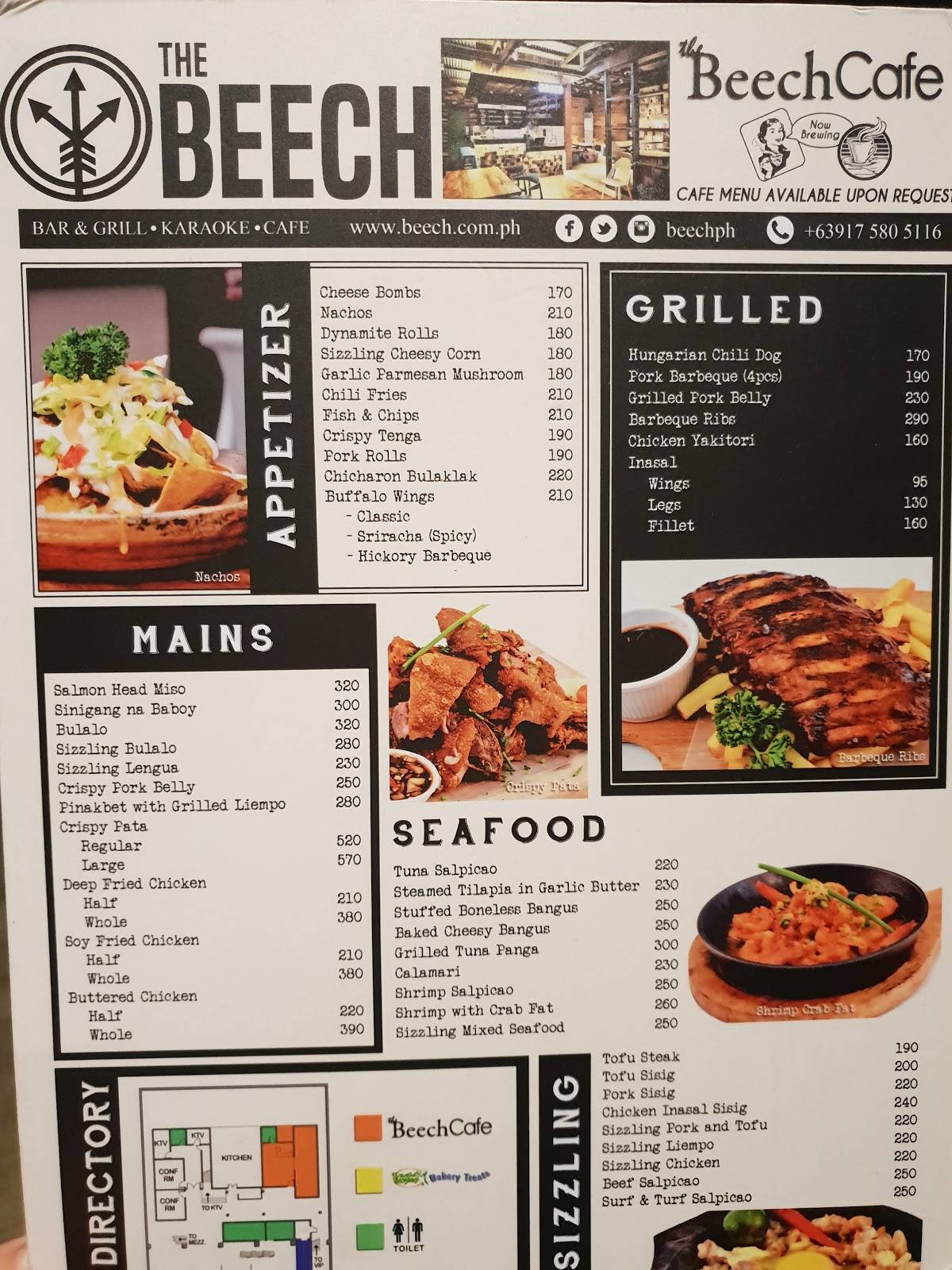 Menu at The Beech pub & bar, Quezon City