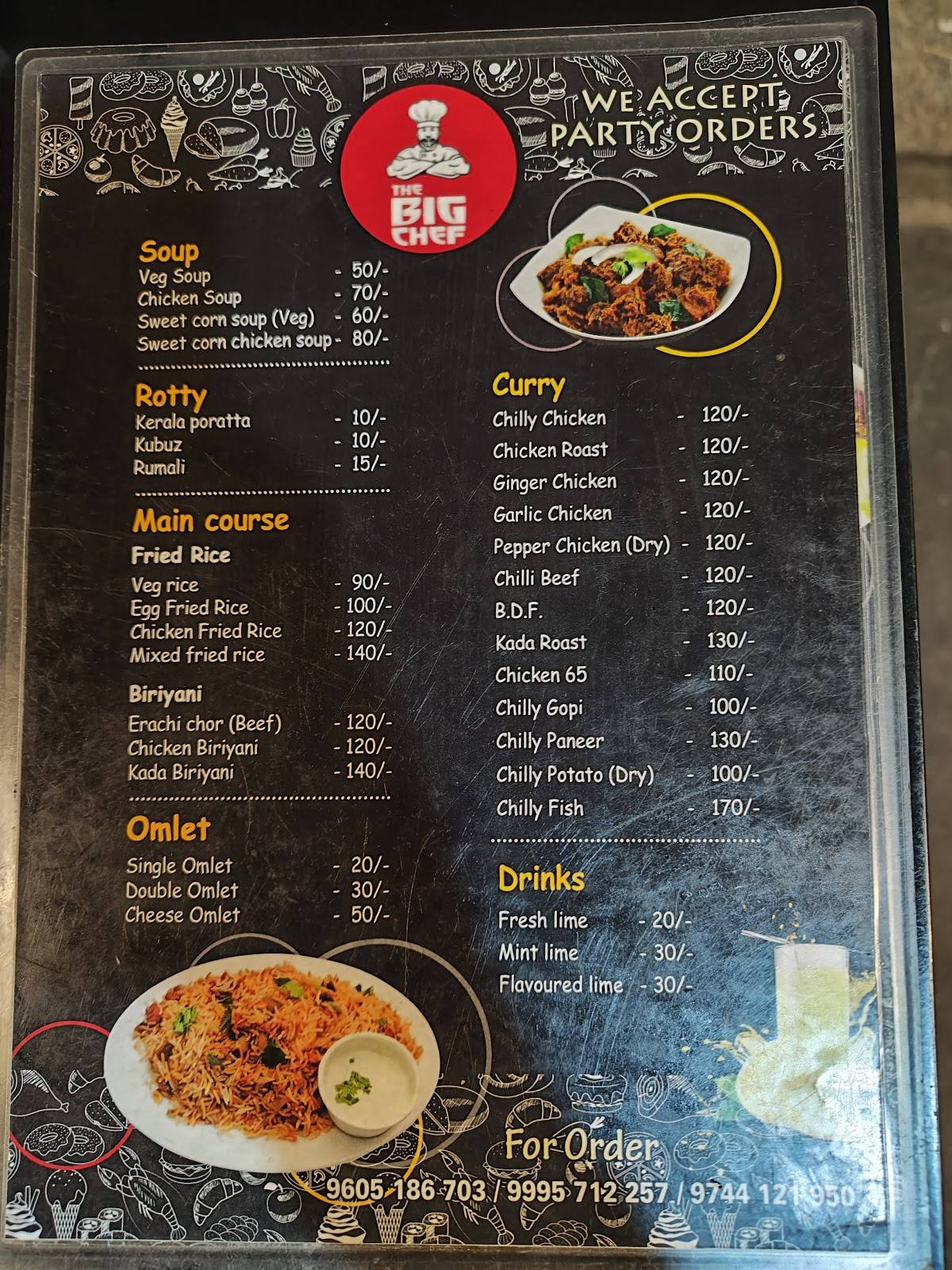 Menu at The Big chef, Koonammavu