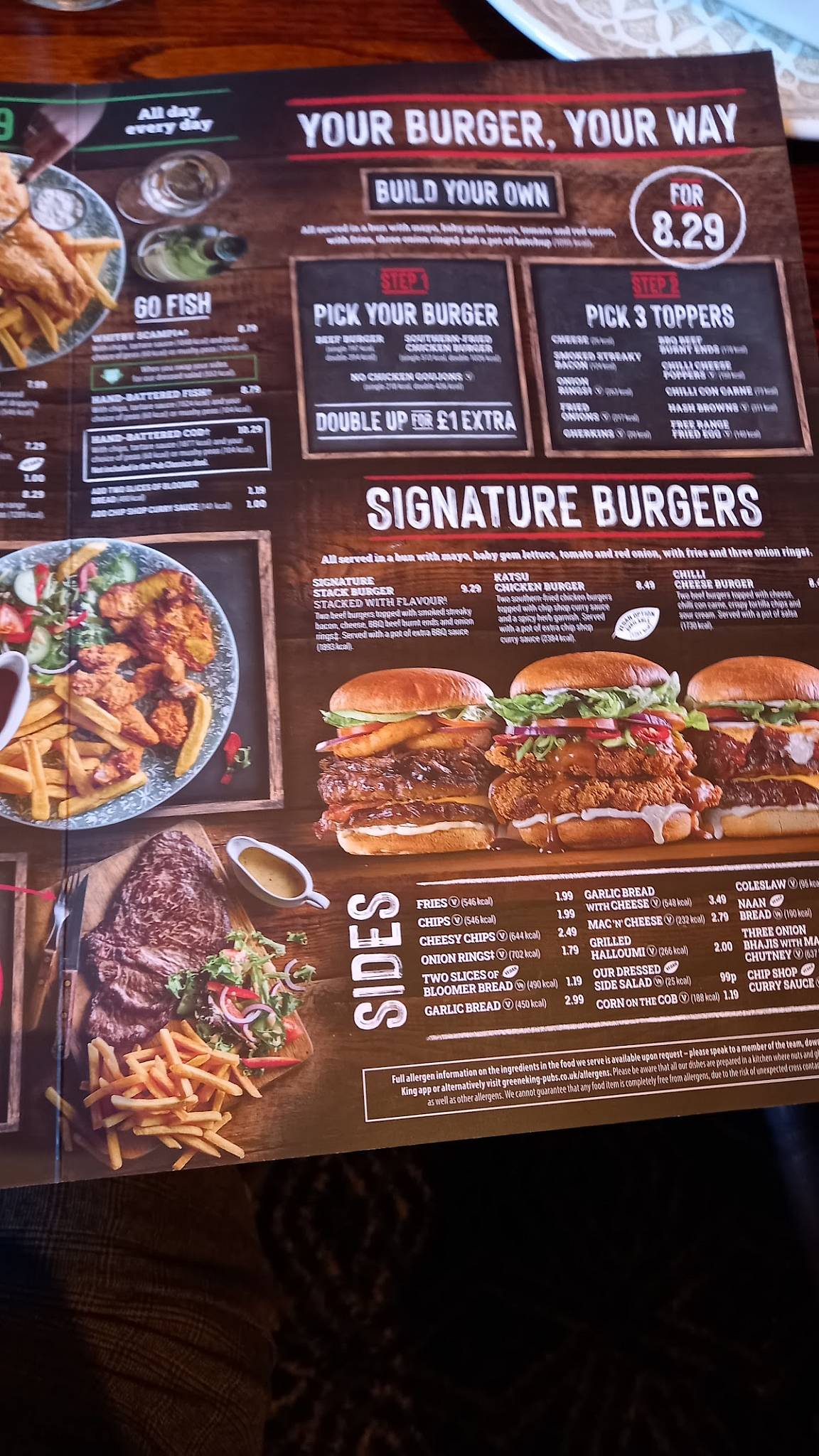 Menu at The Billet pub & bar, Sittingbourne