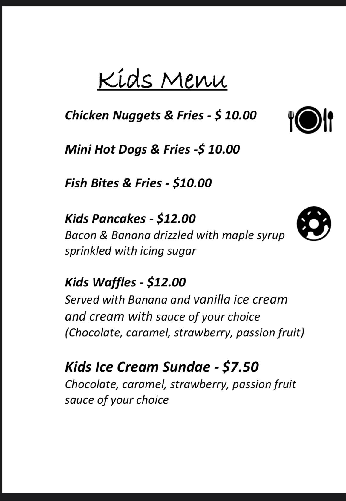 Menu at The Black Stump Cafe, Dannevirke