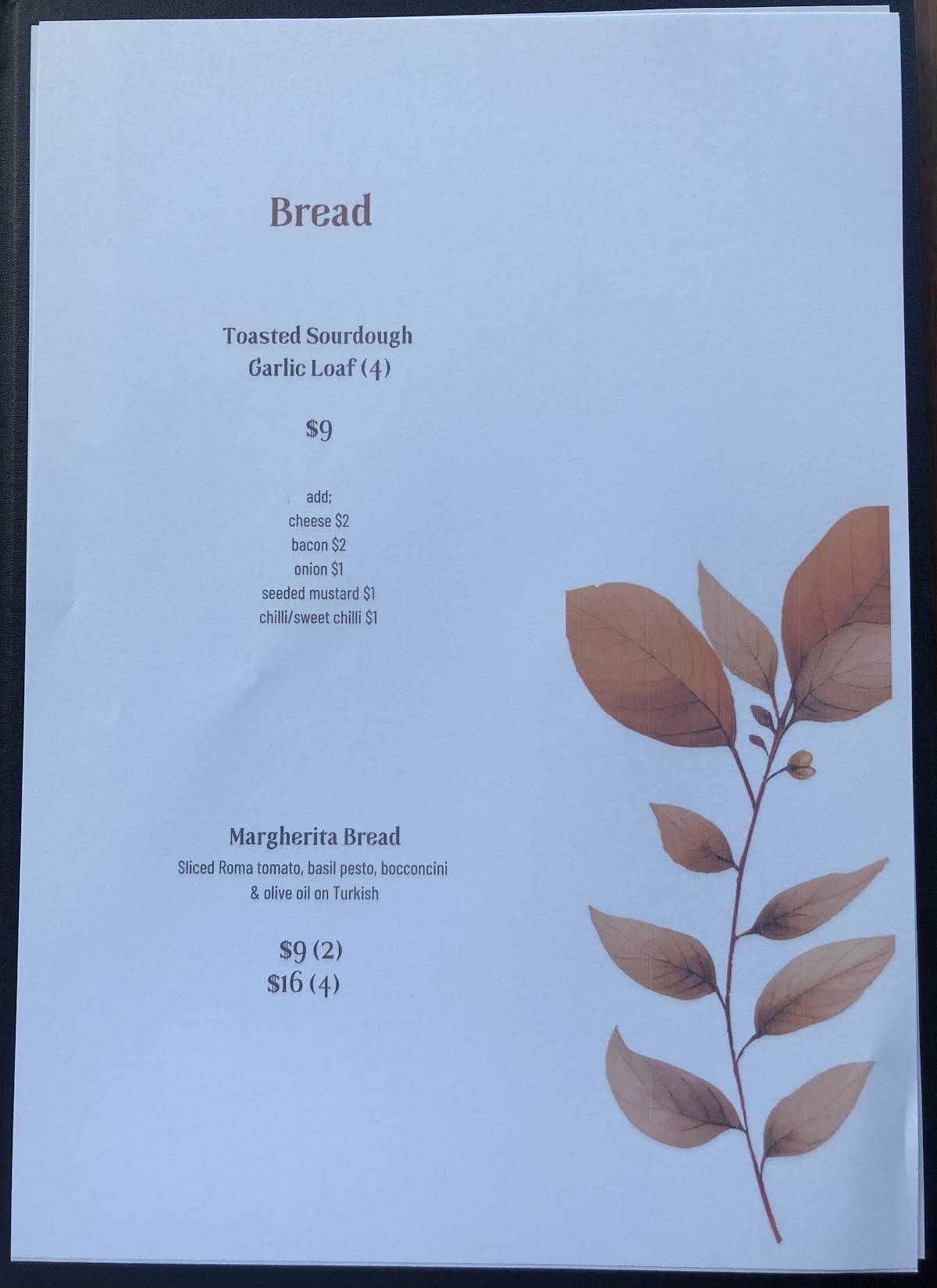 Menu at The Blacksmith's Inn restaurant, One Tree Hill