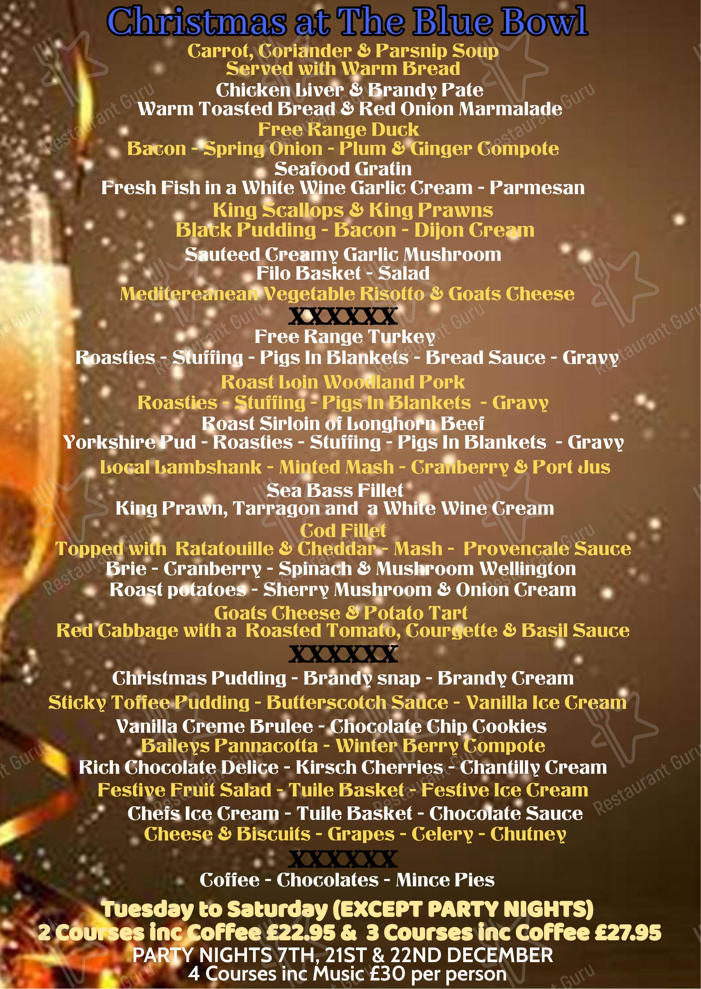 Menu at The Blue Bowl Inn pub & bar, Bristol