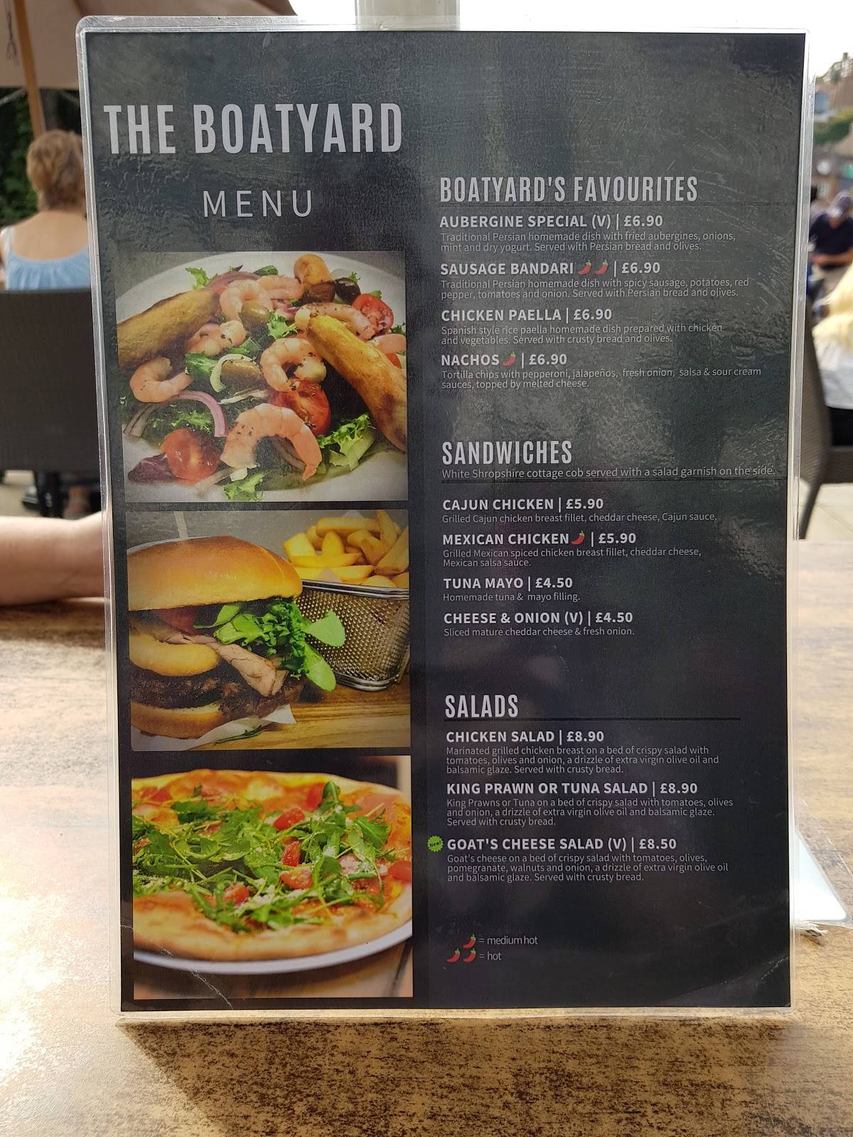 Menu at The Boatyard restaurant, Bridgnorth