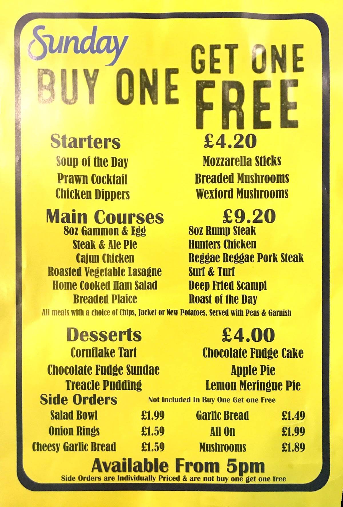 Menu at The Broomhill Inn pub & bar, Nottingham, Broomhill Rd