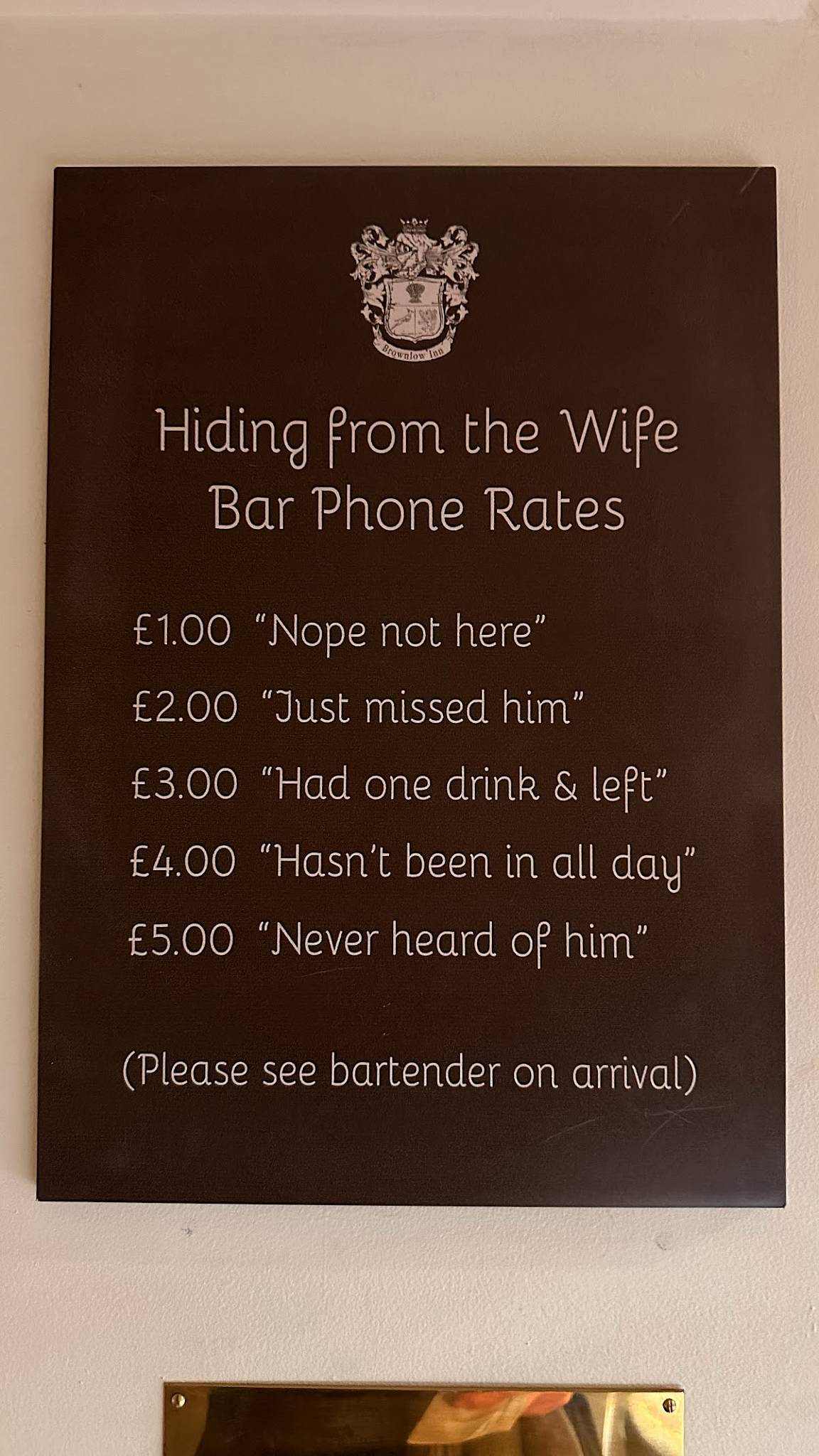 Menu at The Brownlow Inn pub & bar, Congleton, Brownlow Heath Ln