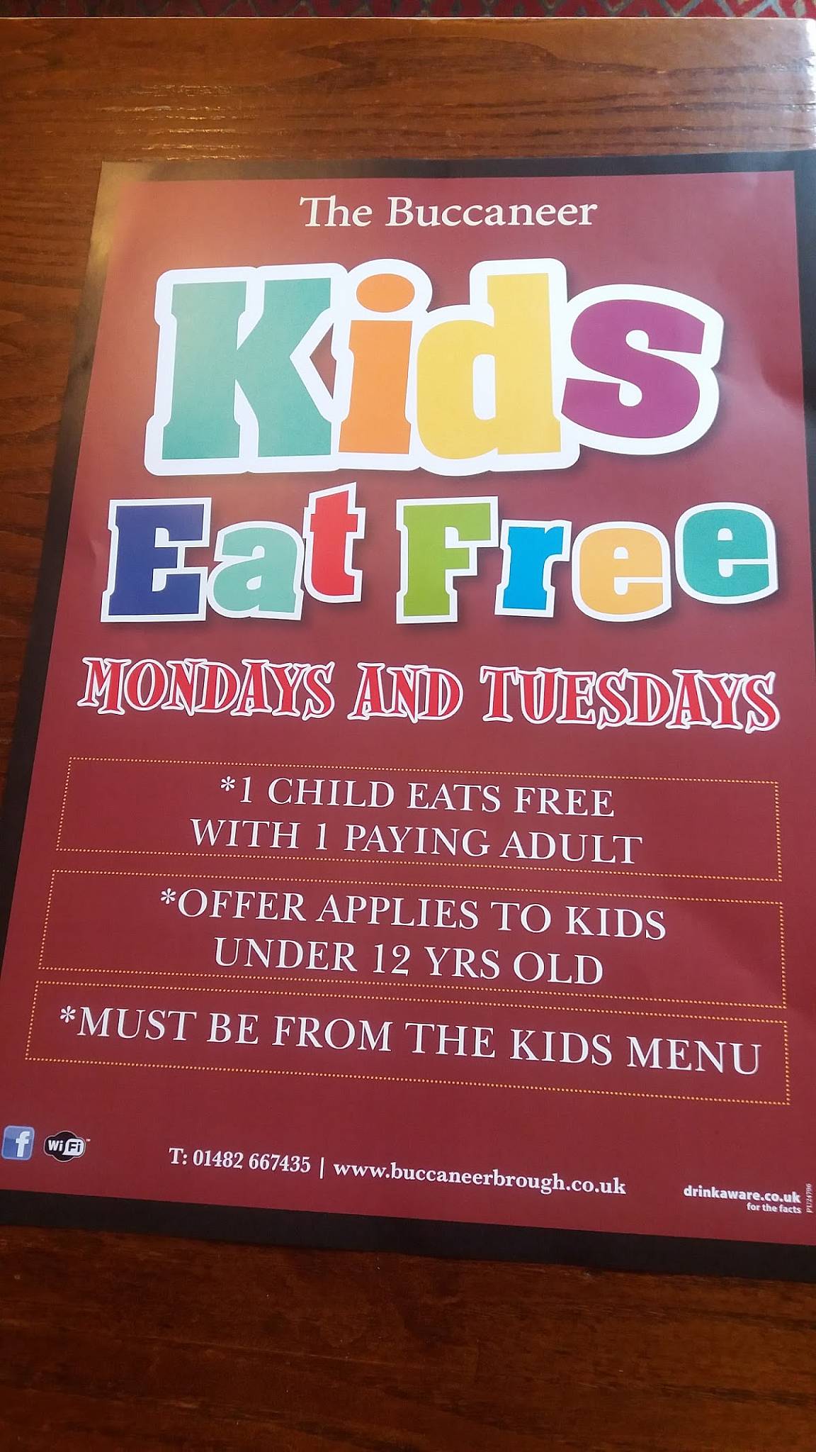 Menu at The Buccaneer pub & bar, Brough
