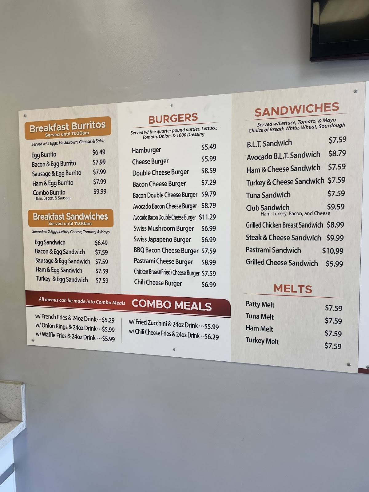 Menu at The Burgerstop restaurant, Norwalk